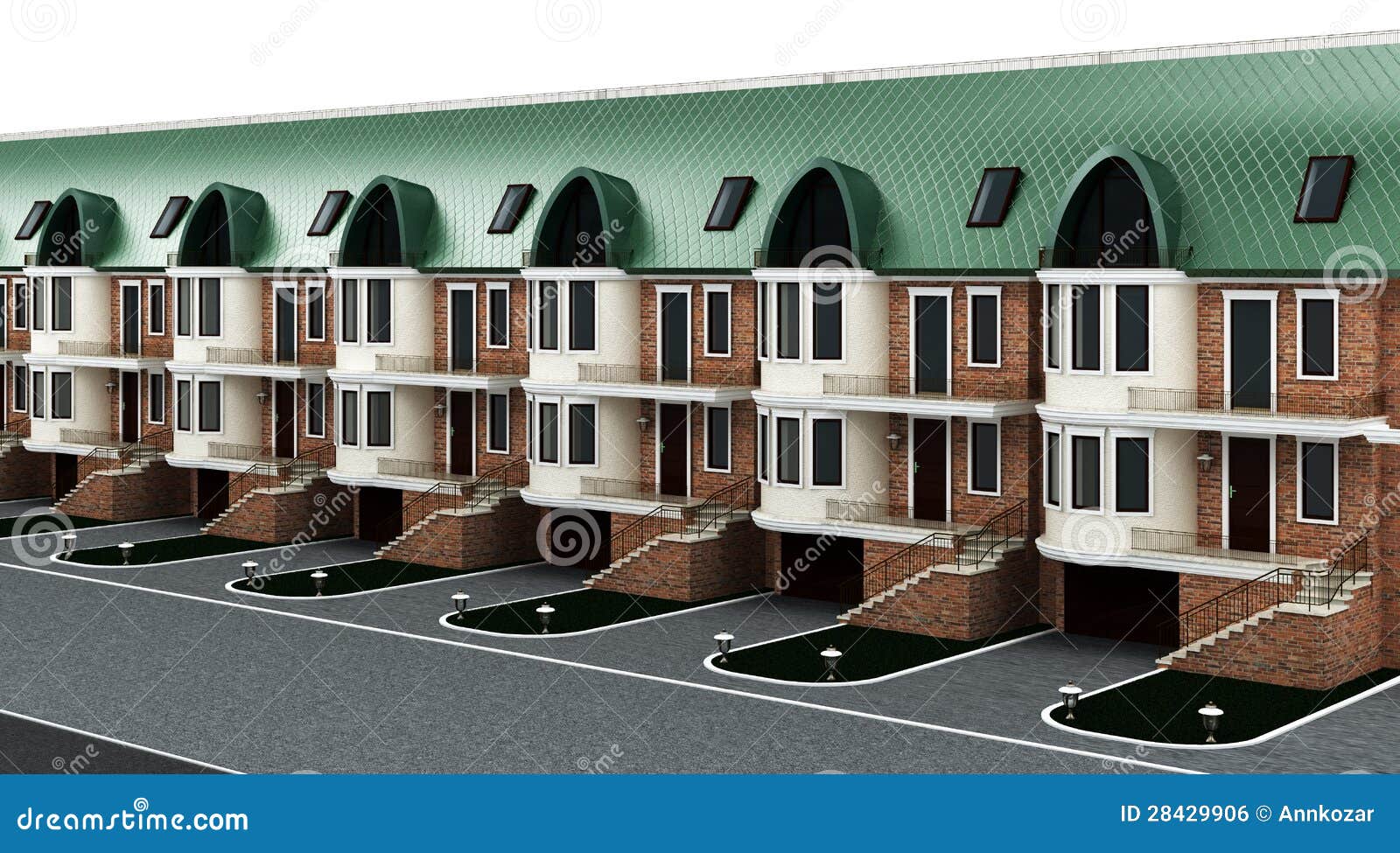 Facades terraced houses stock illustration. Illustration of entrance ...