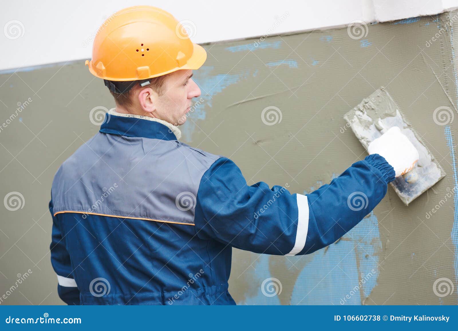 Facade Work. Fiberglass Reinforcing Plastering Mesh Used For Plaster ...