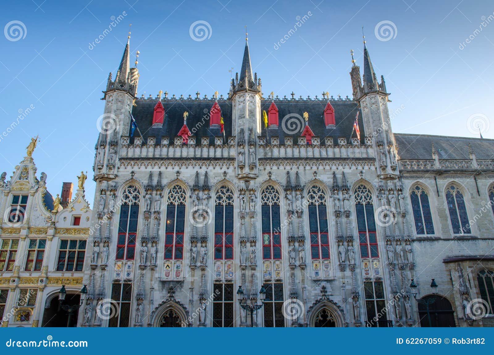 Facciata Gotica Del Comune Del Belgio, Bruges Immagine Stock - Immagine ...