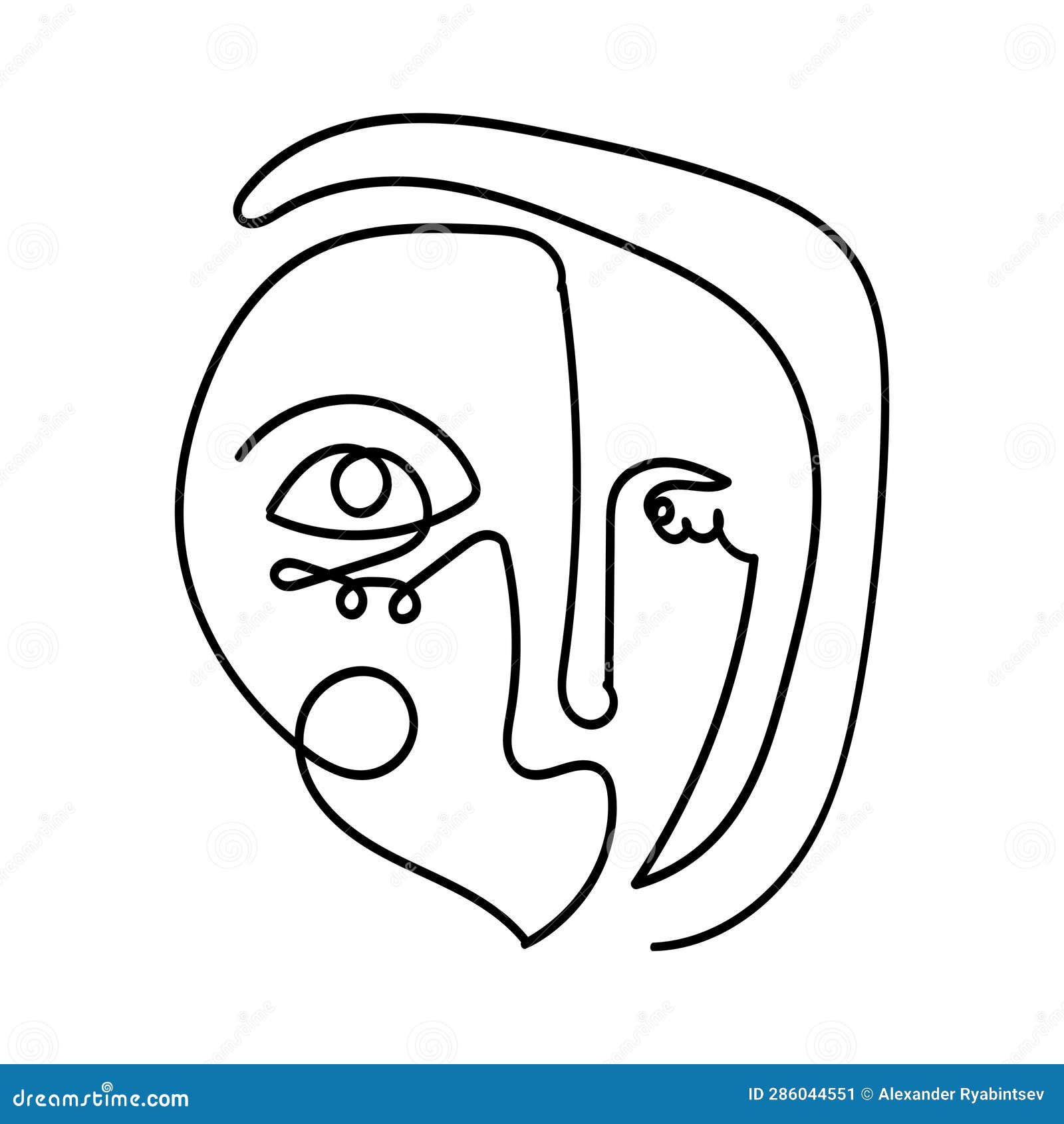 Face Abstract Artistic Continuous Line Vector Illustration Stock Vector ...