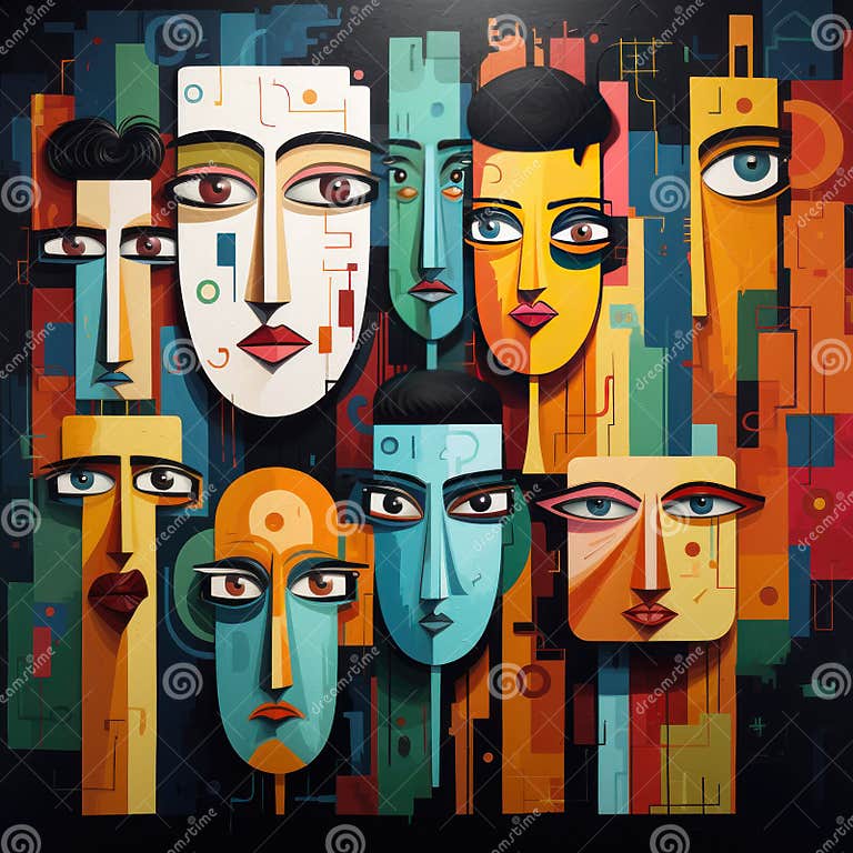 Face Abstract Pattern or Collage. Collage from Different Faces. Stock ...