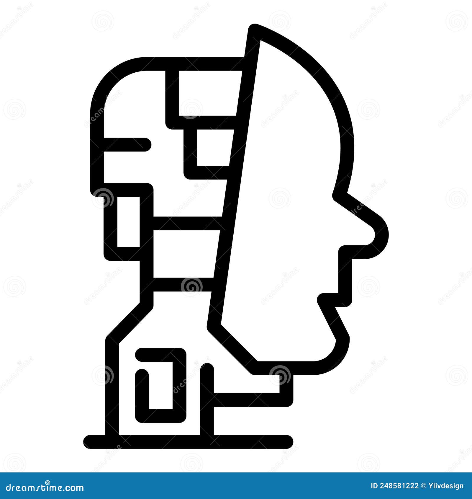 Face Ai Robot Icon Outline Vector. Cute Bot Toy Stock Illustration ...