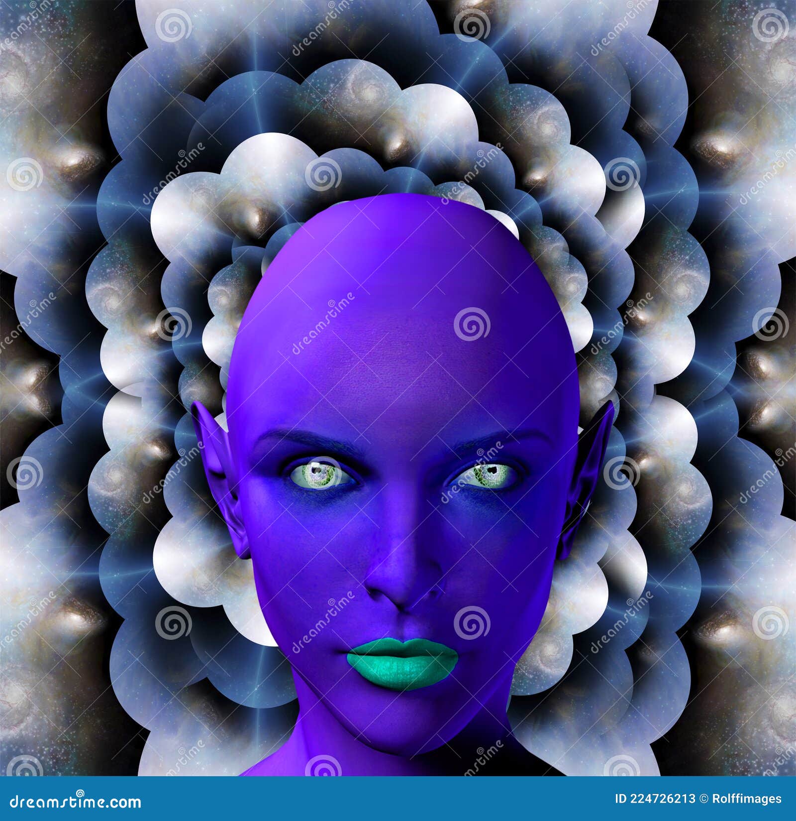 Face of an Alien stock illustration. Illustration of fantasy - 224726213