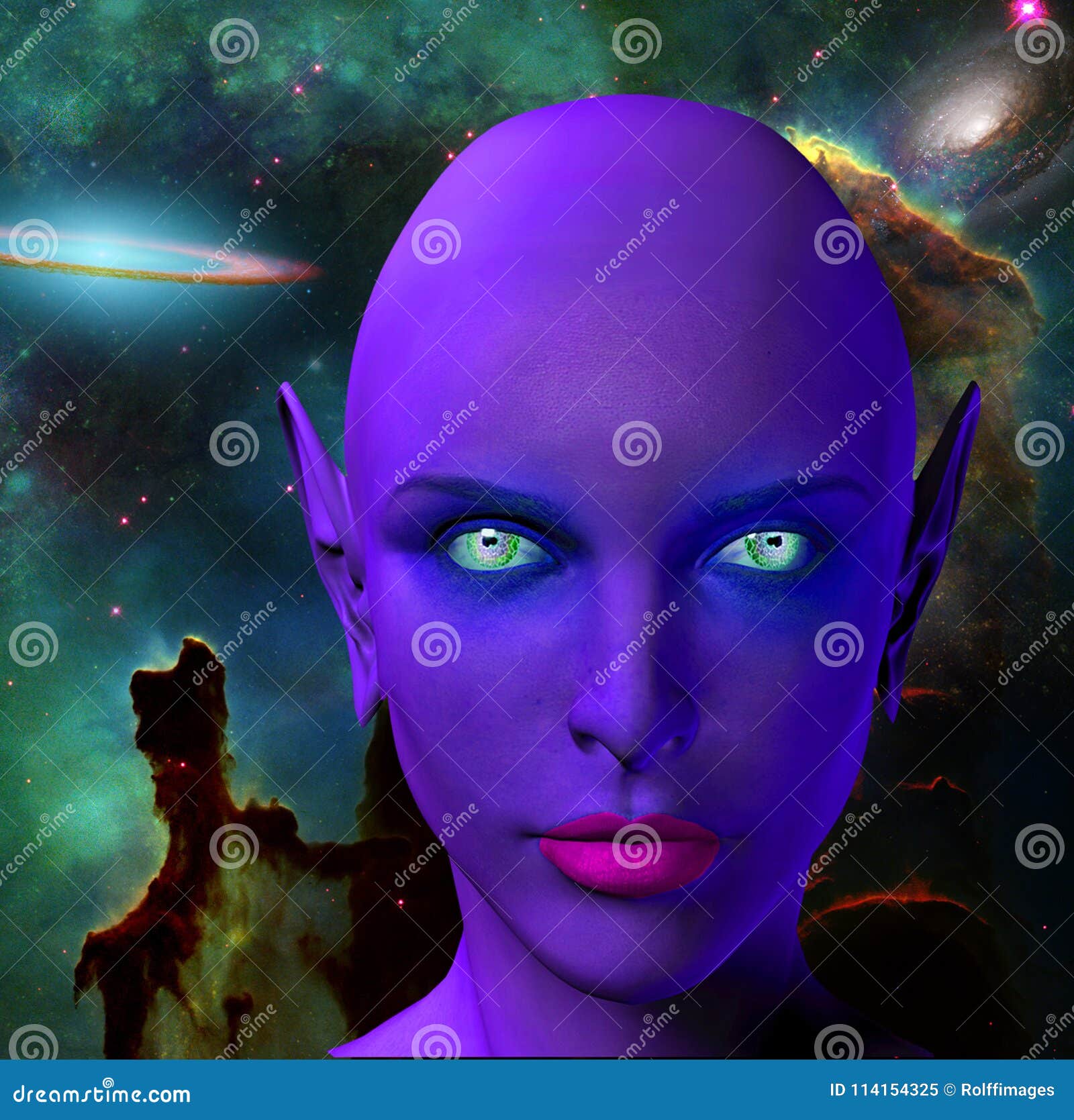 The face of an alien stock illustration. Illustration of created ...