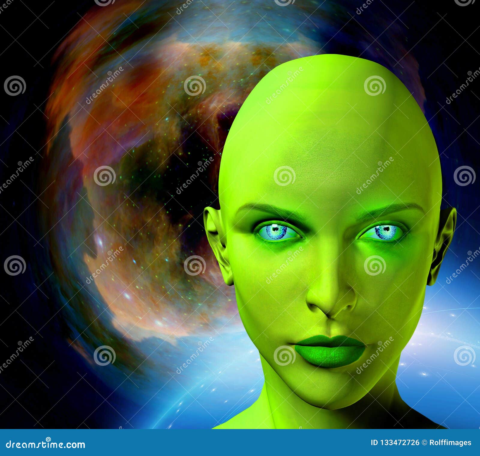 The face of an alien stock illustration. Illustration of holy - 133472726