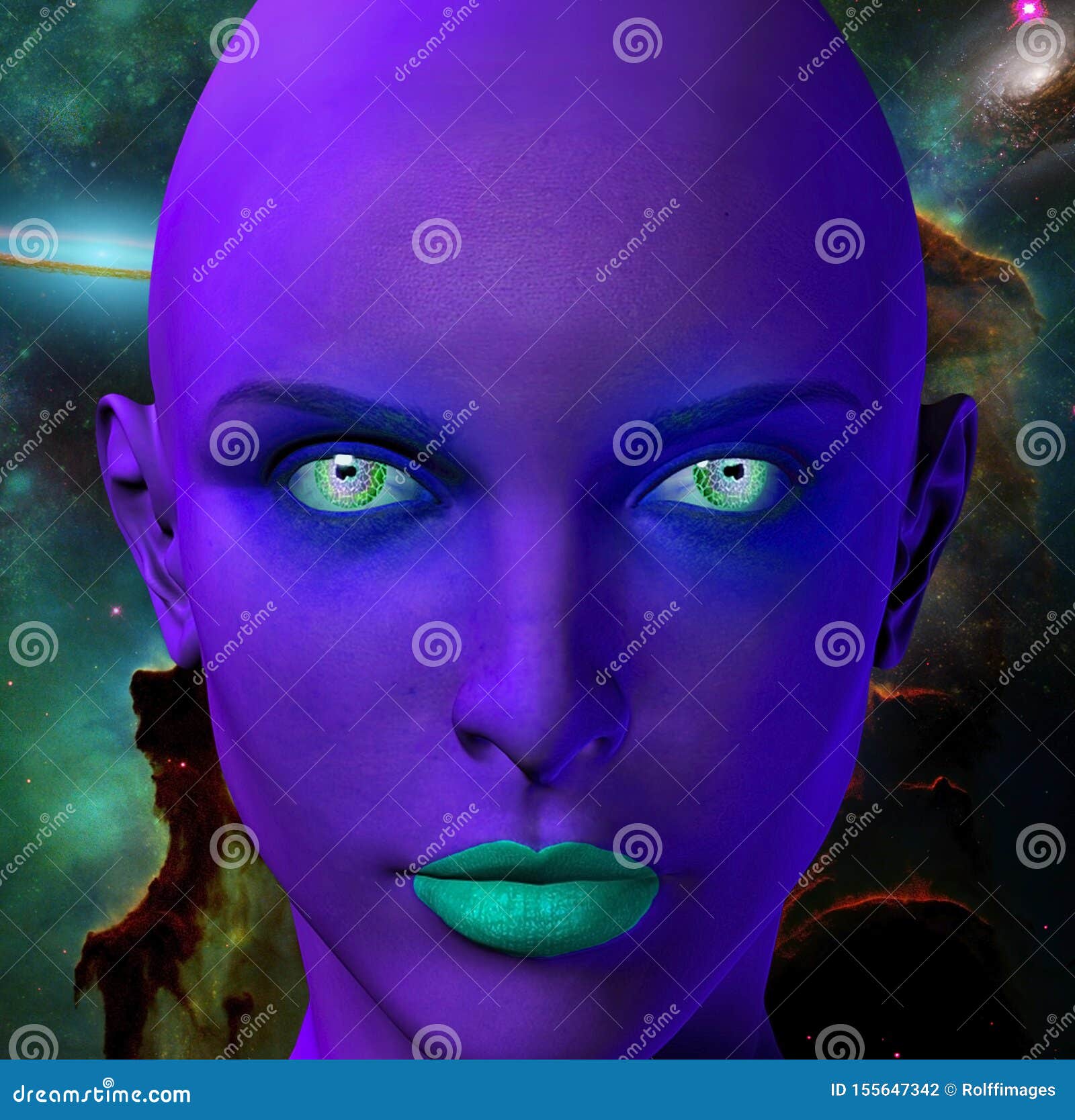 The face of an alien stock illustration. Illustration of deep - 155647342