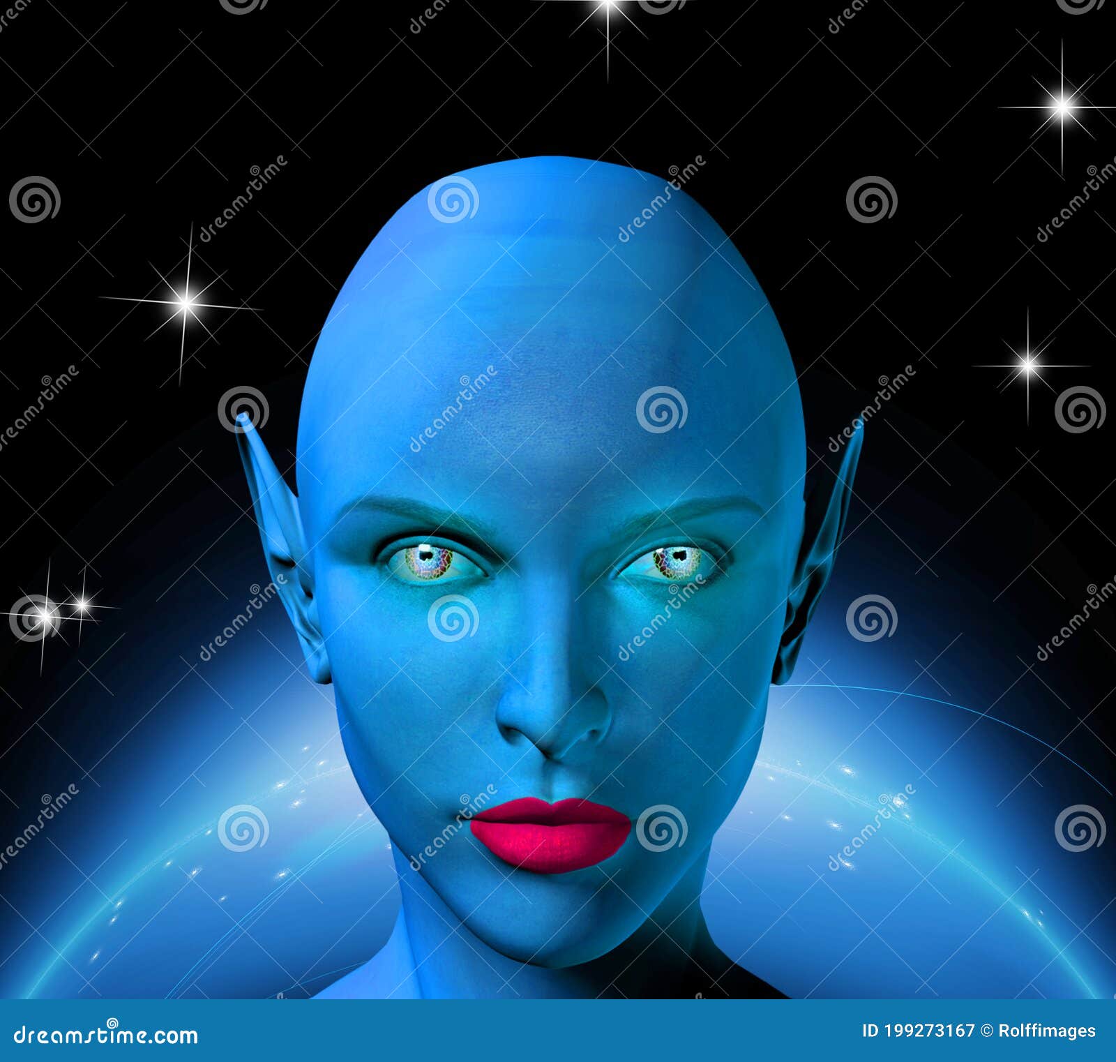 The face of an alien stock illustration. Illustration of goddess ...