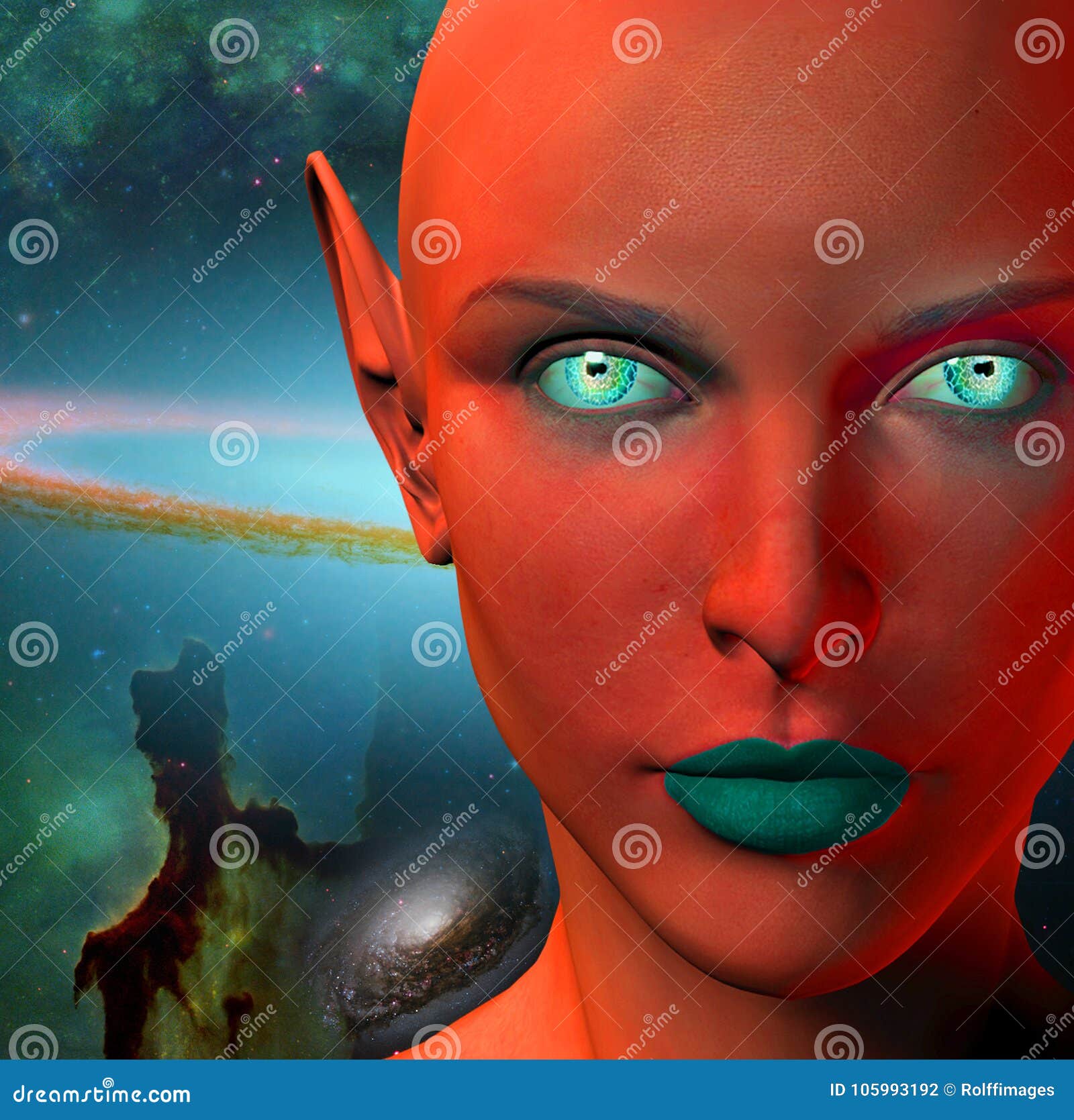 The face of an alien stock illustration. Illustration of eyes - 105993192