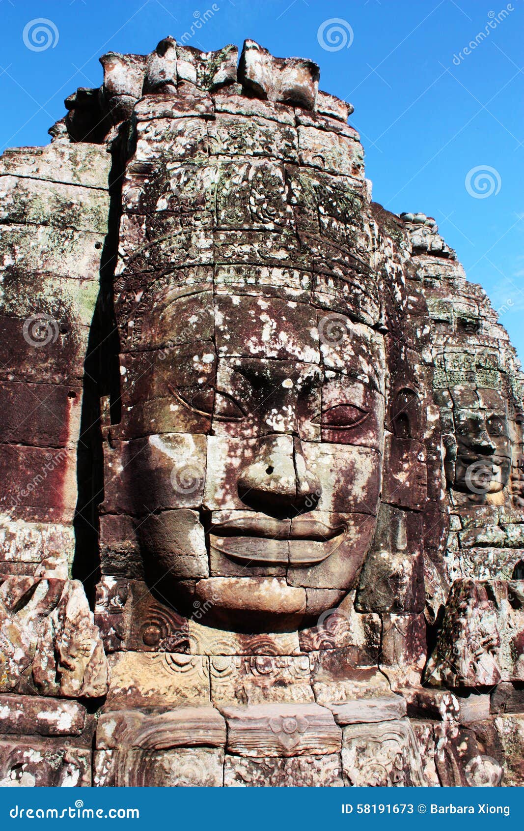 Detailed Ancient Sculpture of a Smiley Buddha Face Stock Image - Image ...