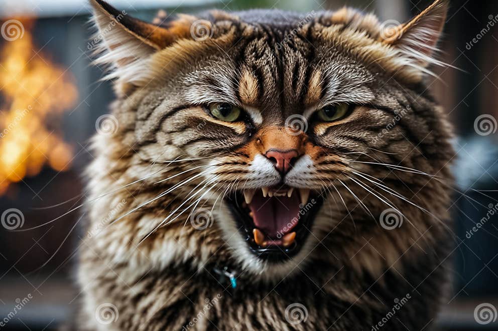 Face of an Angry Cat Close-up Stock Image - Image of cute, green: 297548951