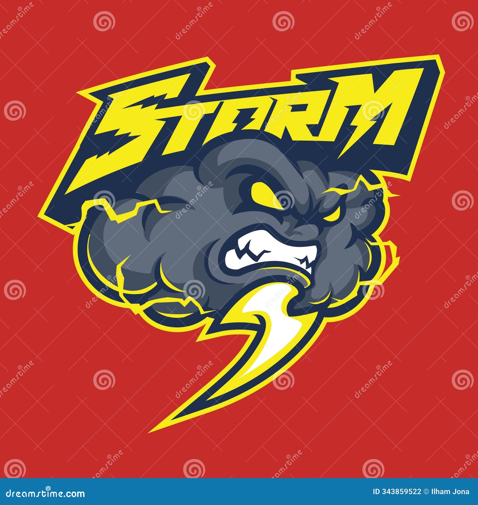Face Angry Cloaud Lightning Mascot Logo Stock Vector - Illustration of ...