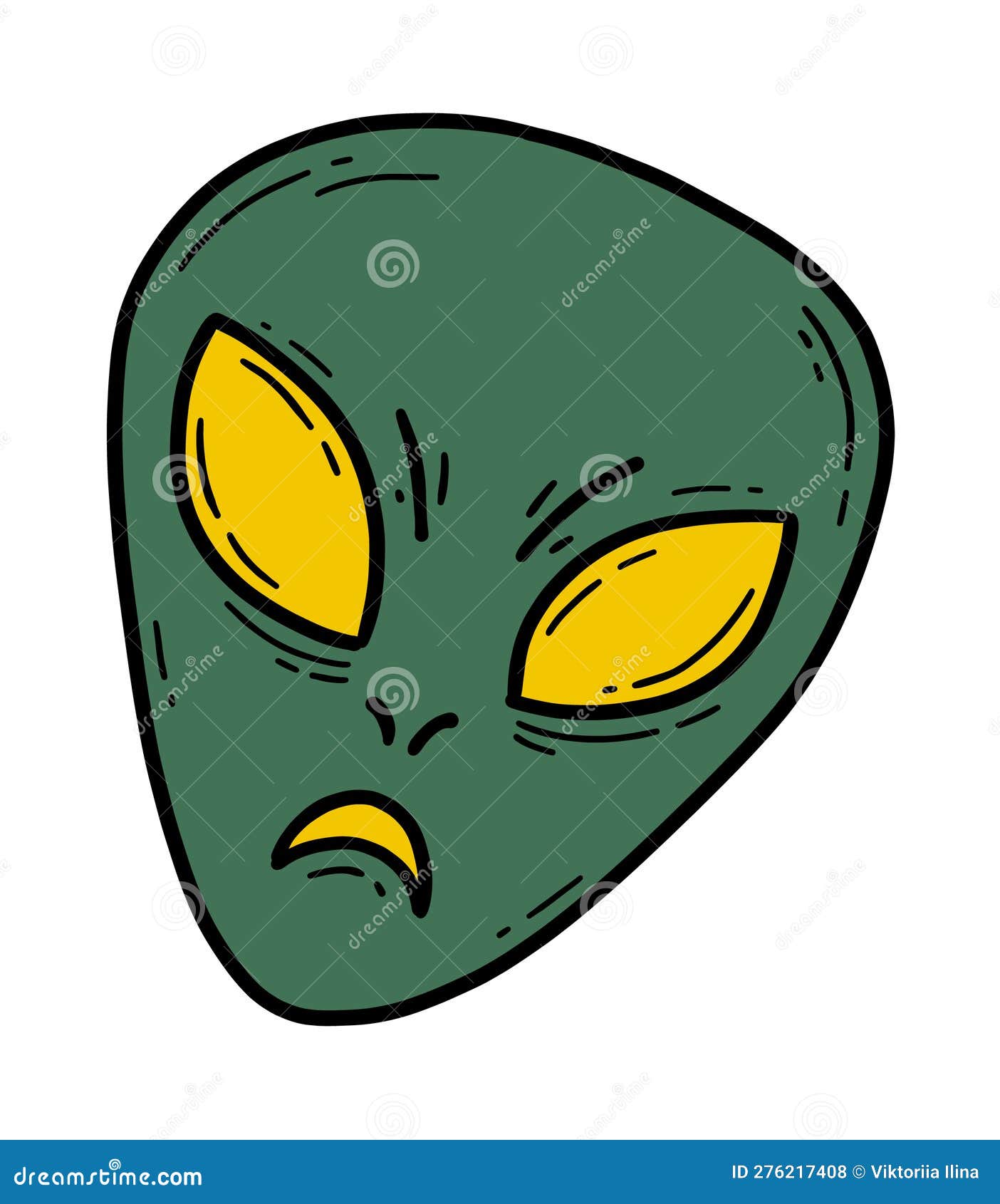 The Face of an Angry Green Alien in Cartoon Style Stock Vector ...