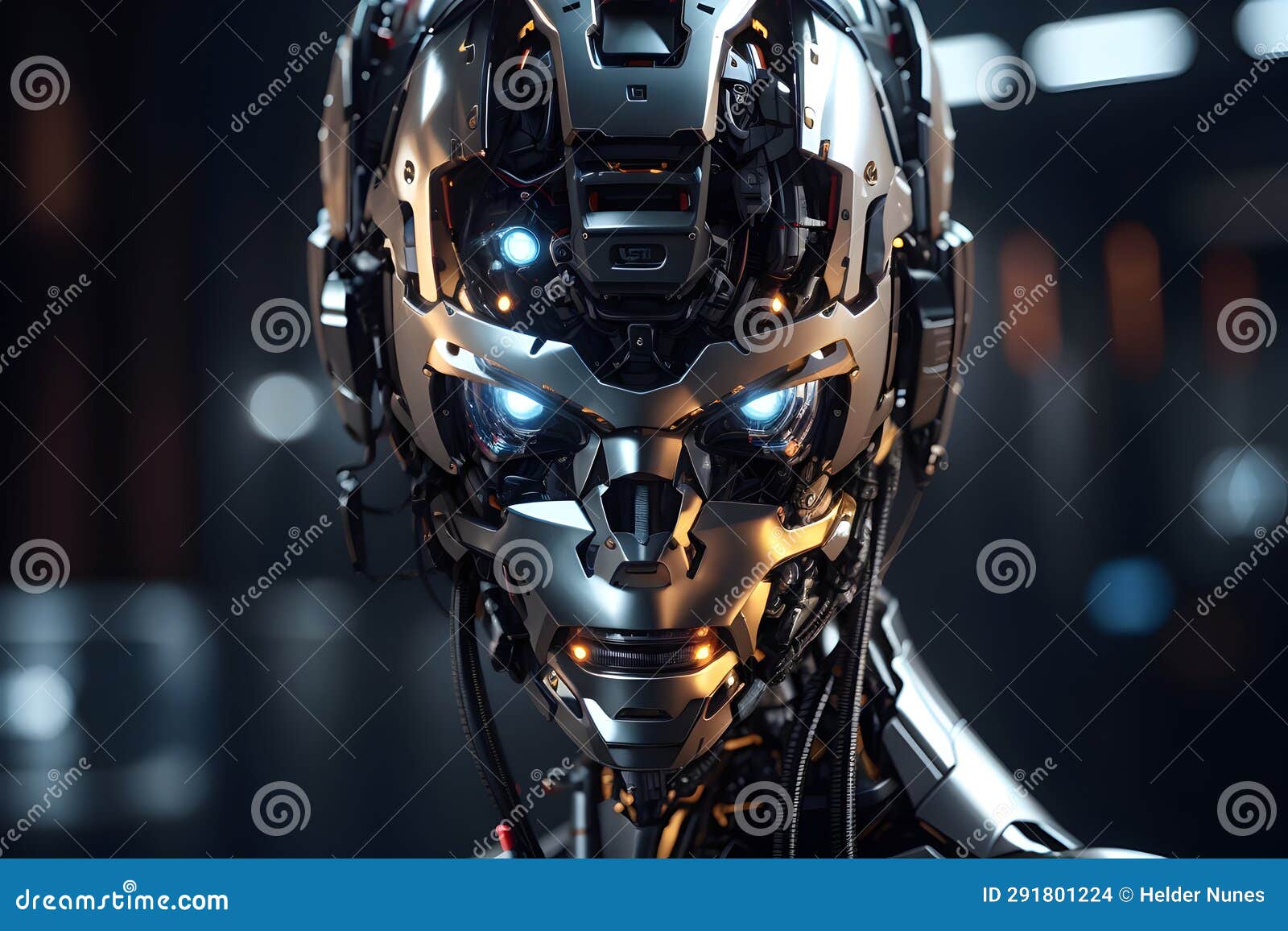 The Face of an Apparently Evil Robot in a Laboratory Generated by ...