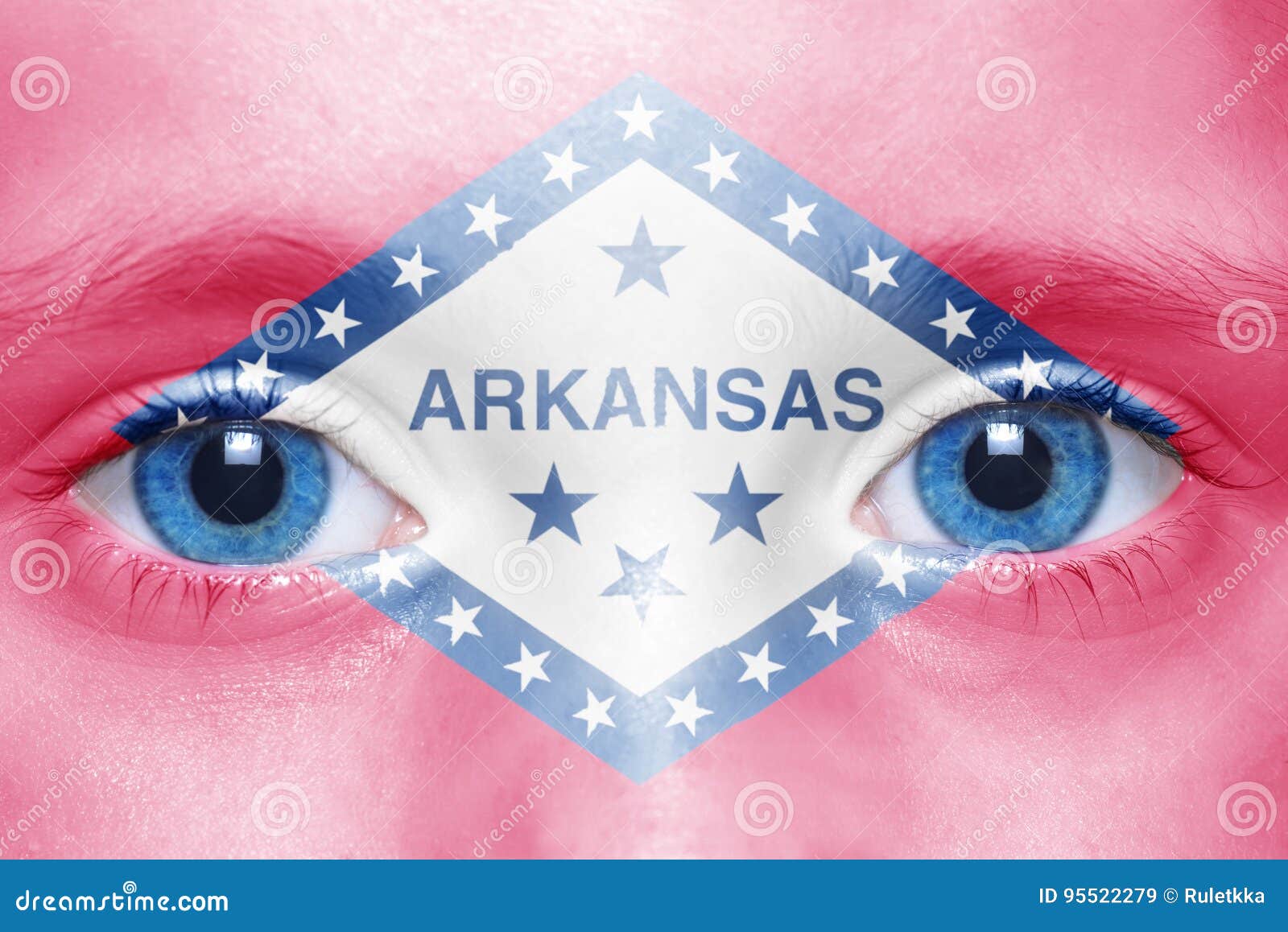 Face with Arkansas State Flag Stock Image - Image of country, human ...
