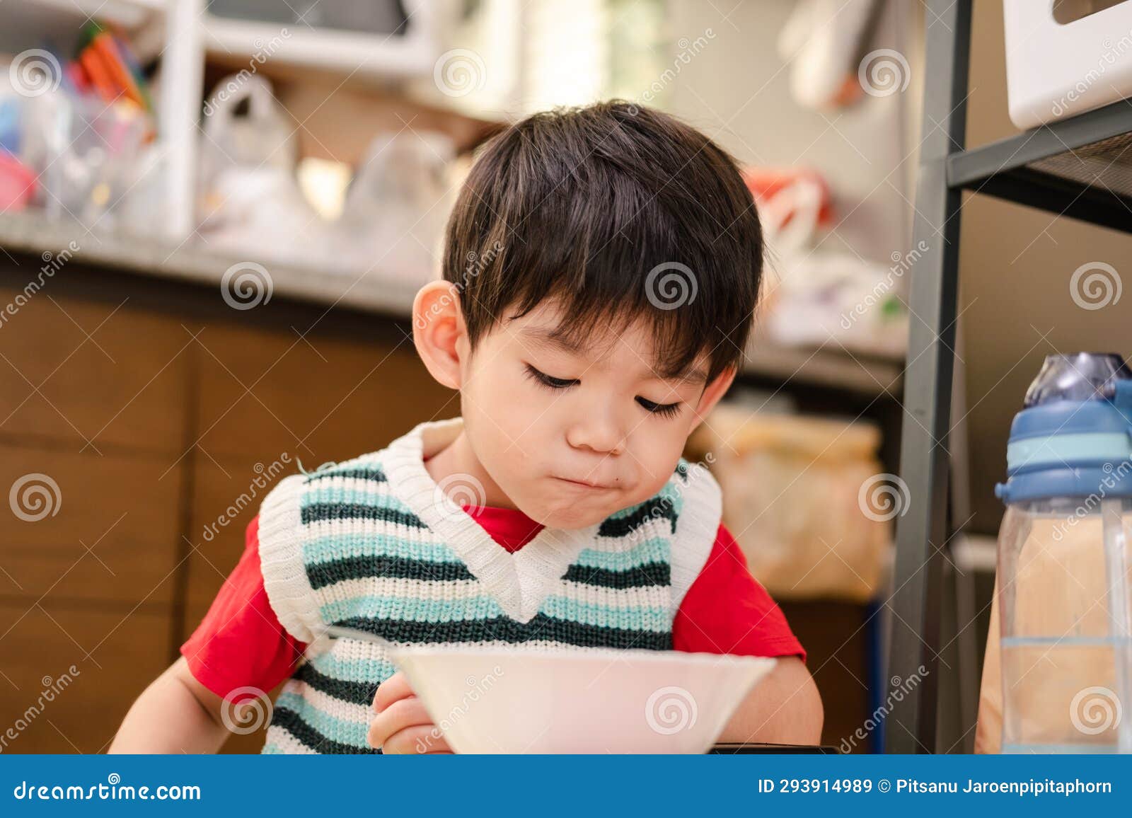 The Face of an Asian Child Eating Rice Stock Image - Image of drink ...