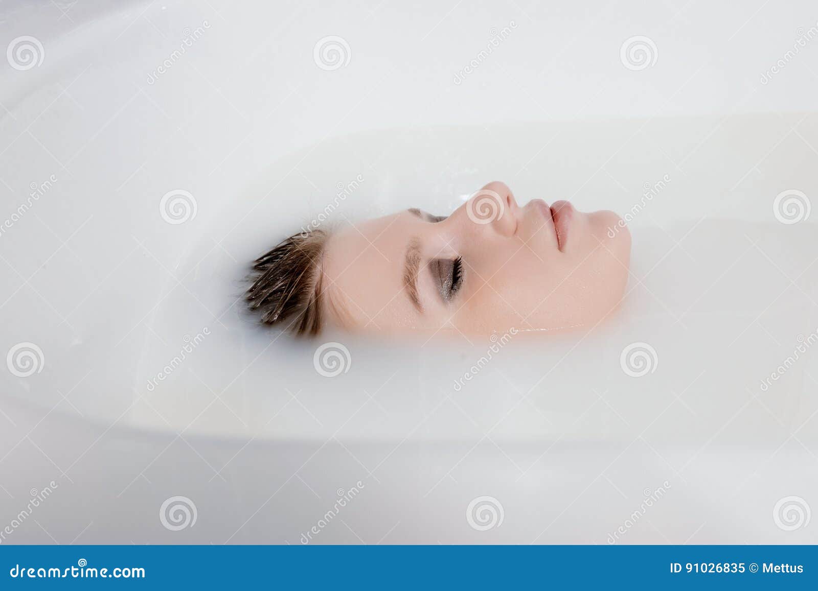 Face of Attractive Woman in Milk Bath Stock Image - Image of face ...