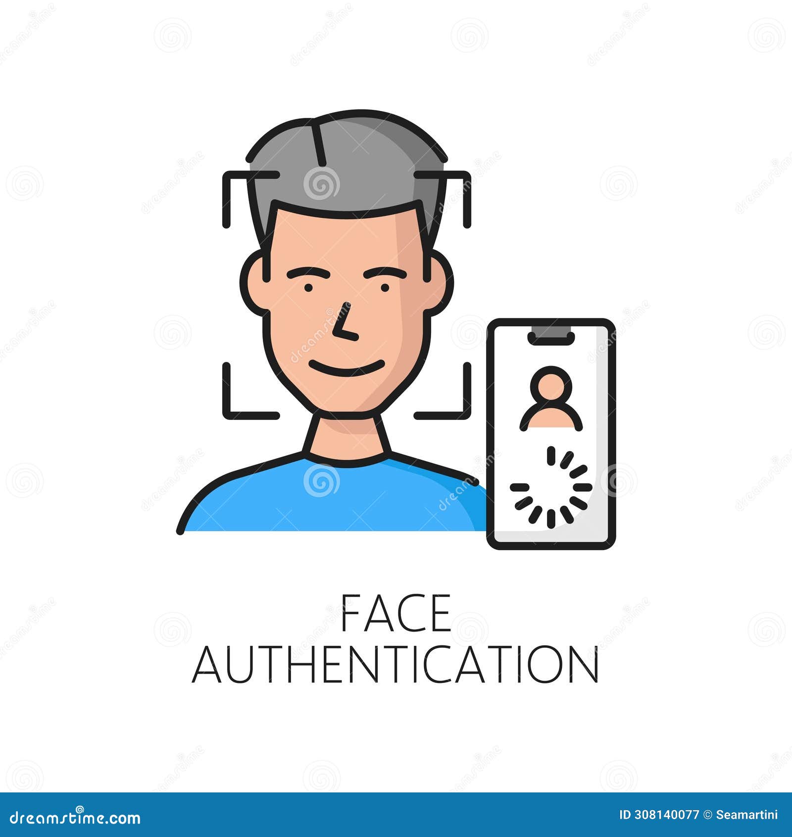 Face Authentication Icon, Biometric Identification Stock Vector ...