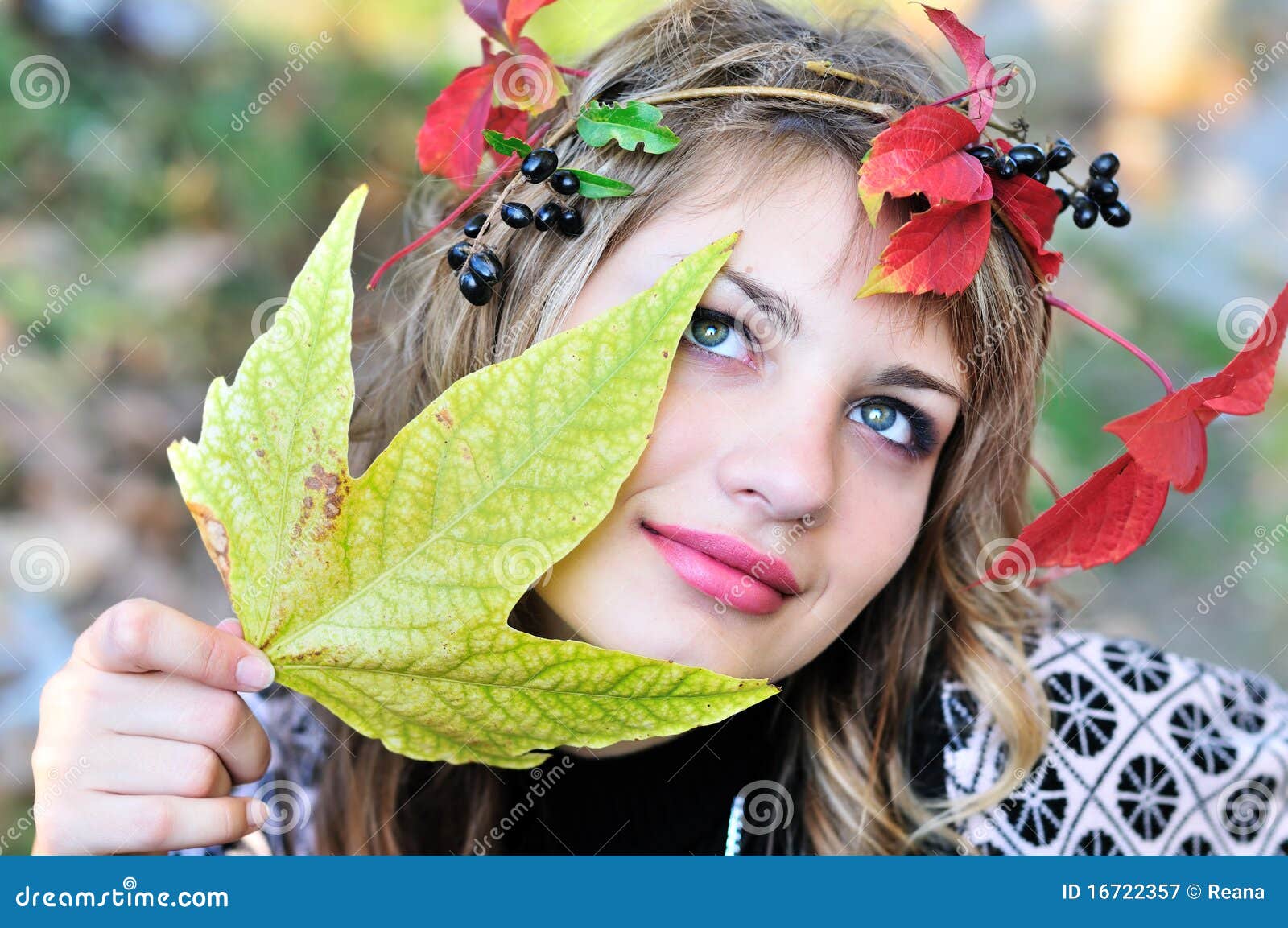 Face of autumn stock image. Image of fall, female, nature - 16722357