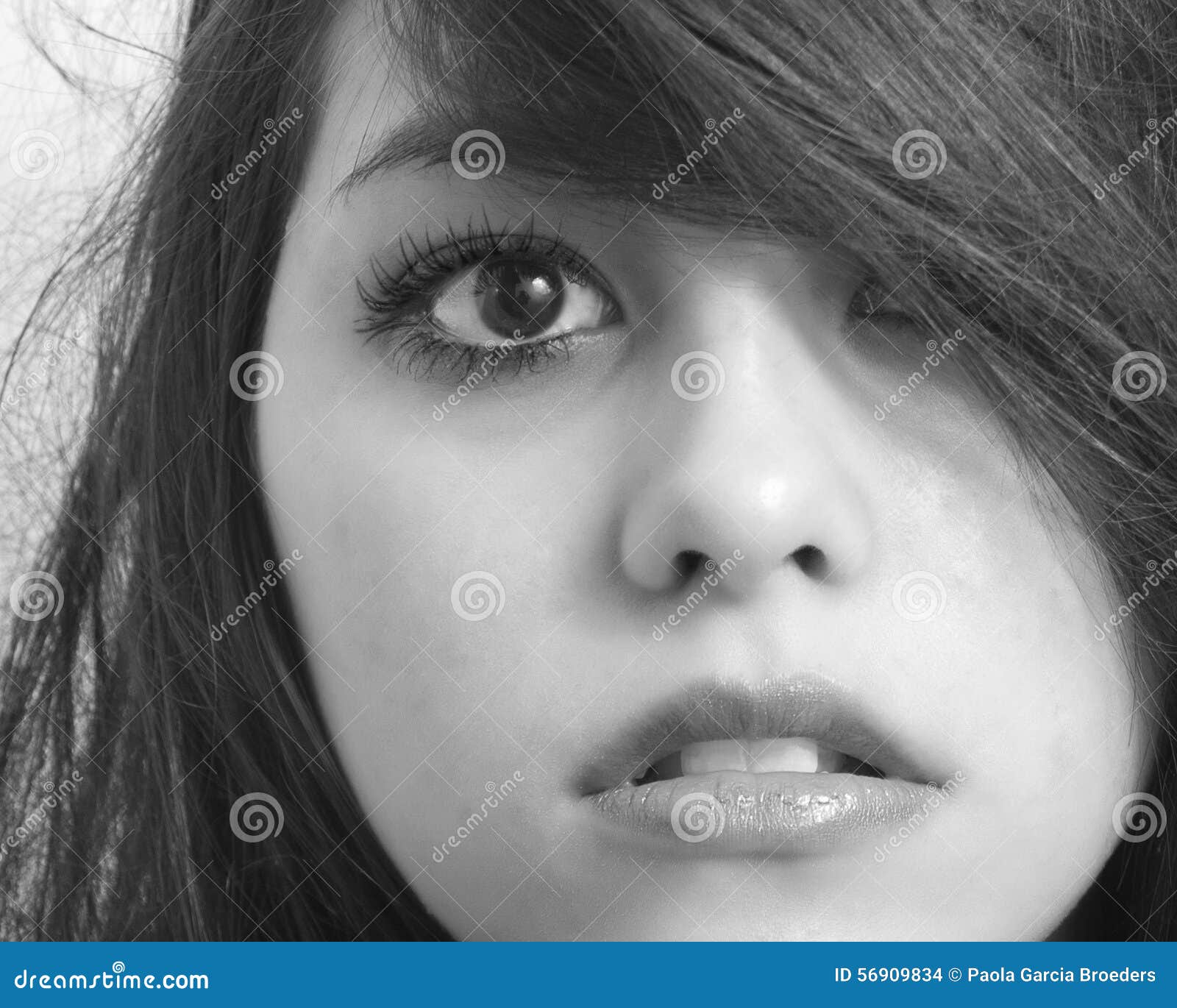 Face in b/w stock photo. Image of black, young, female - 56909834