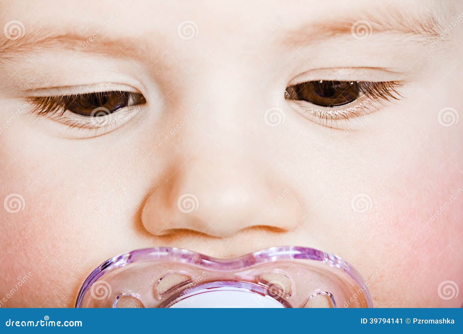 Face Baby with Pacifier Closeup. Macro Stock Image - Image of face ...