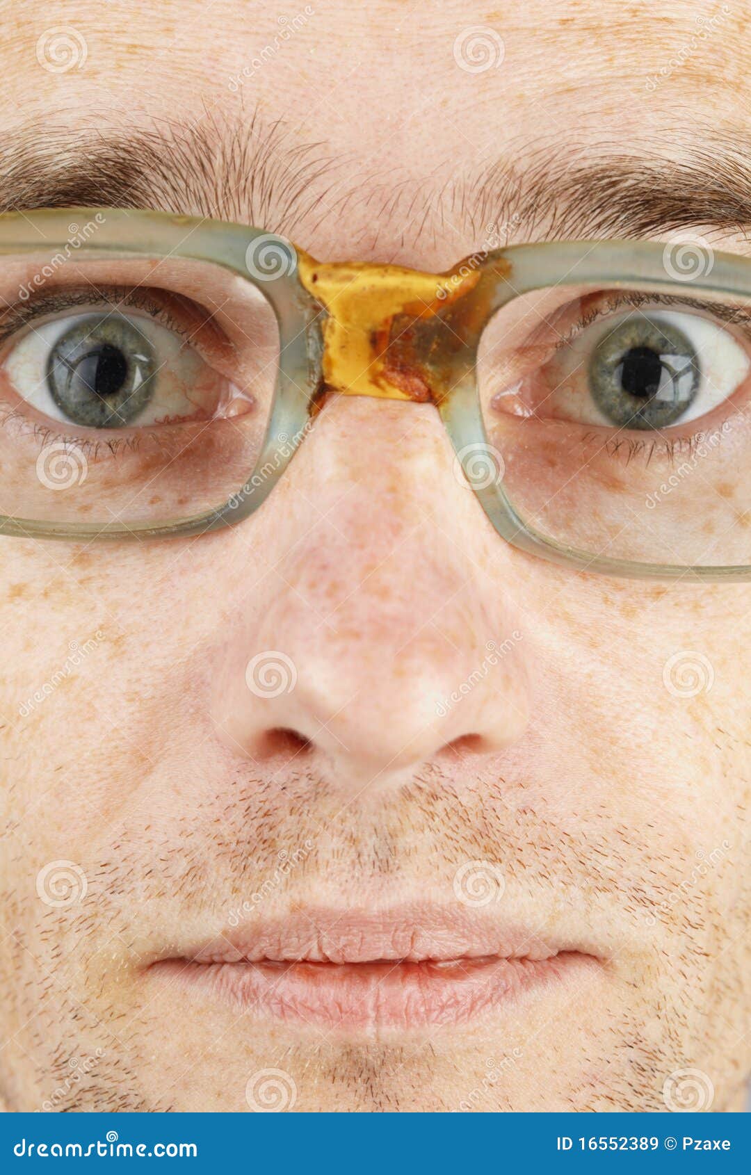 Face in Bad Old Glasses Close-up Stock Image - Image of visio, person ...