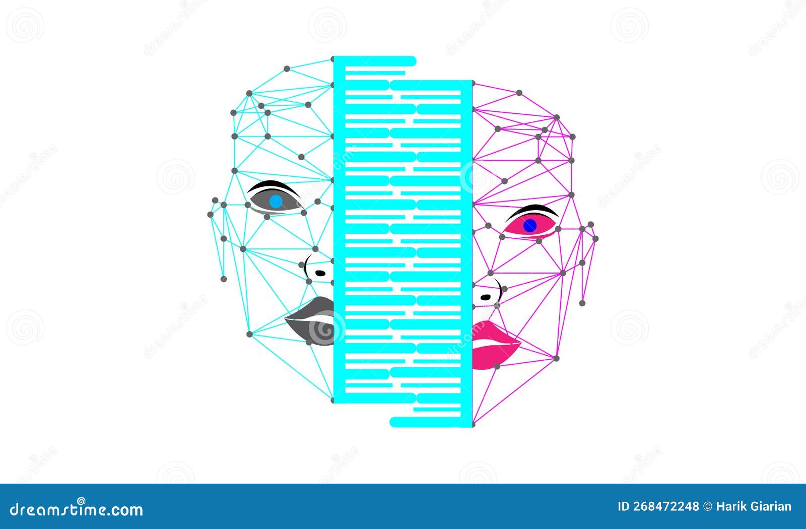 Face Barcode Sign. Black Icon On White Popart Splash At Green ...