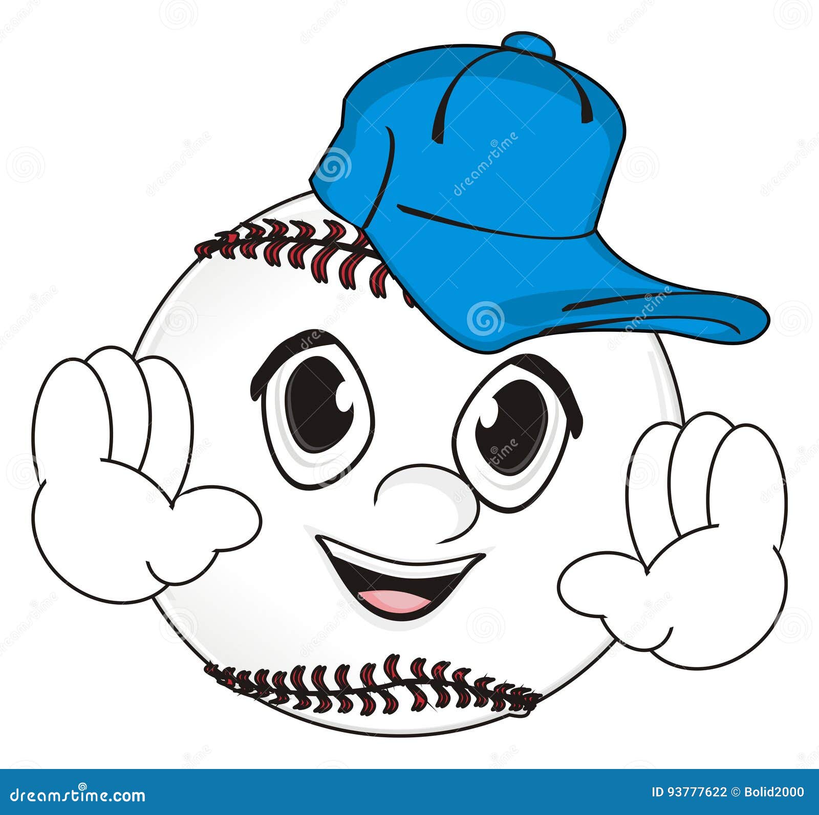 Face of baseball in cap stock illustration. Illustration of game - 93777622