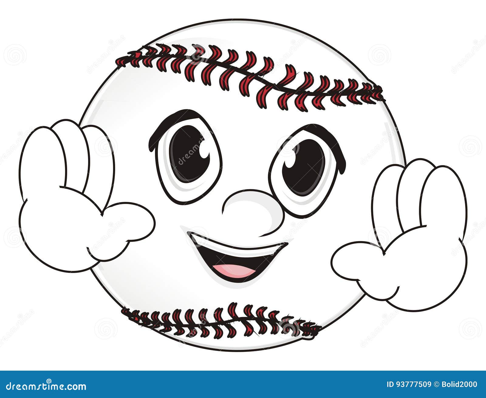 Face of Baseball with Tow Hands Stock Illustration - Illustration of ...