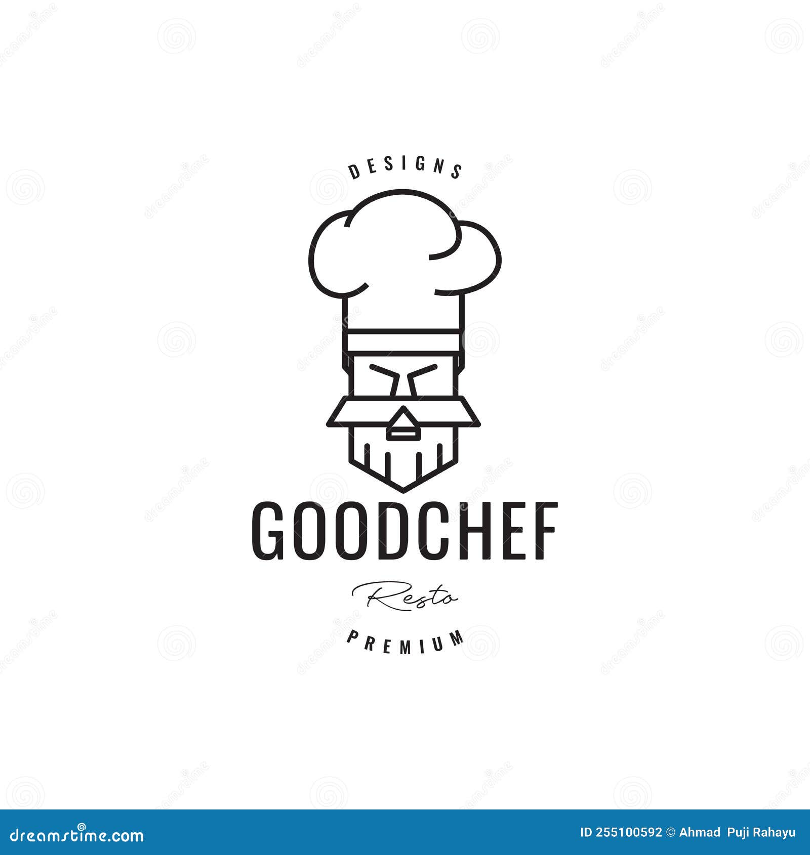Face Bearded with Hat Chef Logo Design Stock Vector - Illustration of ...