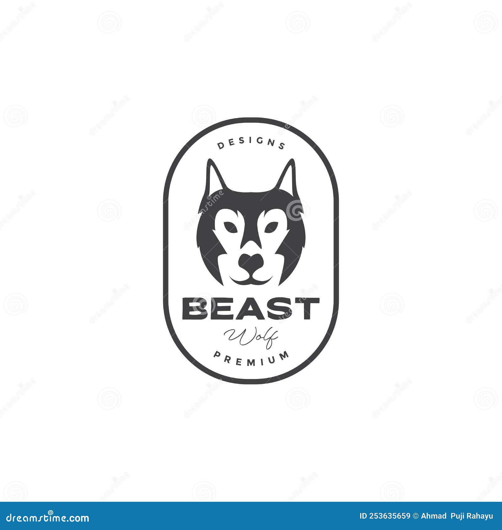 Face Beast Wolf Vintage Badge Logo Design Stock Vector - Illustration ...