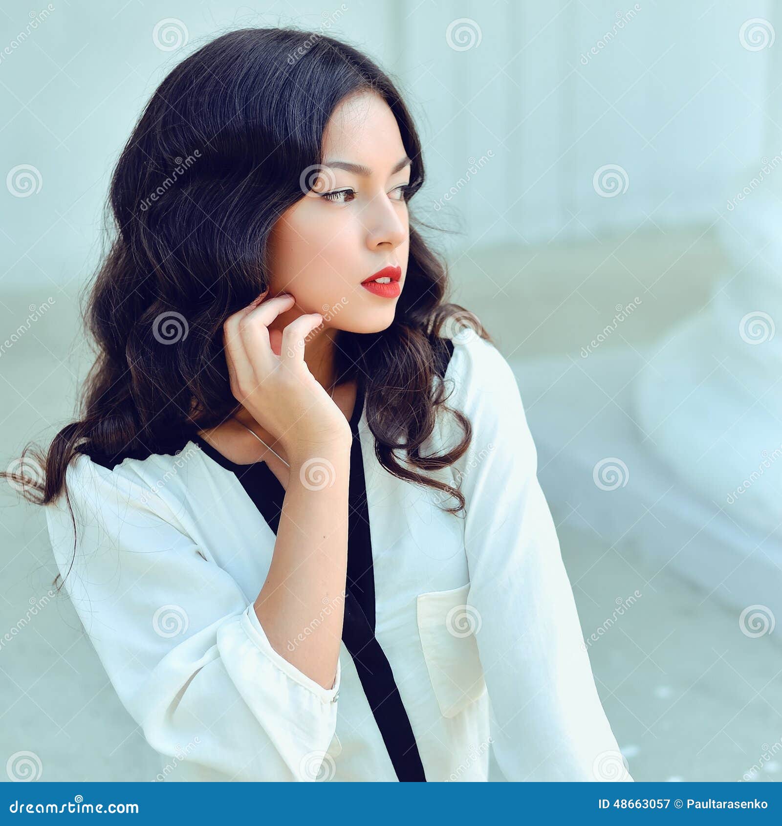 Face Of A Beautiful Asian Girl Close Up Stock Image Image Of Natural