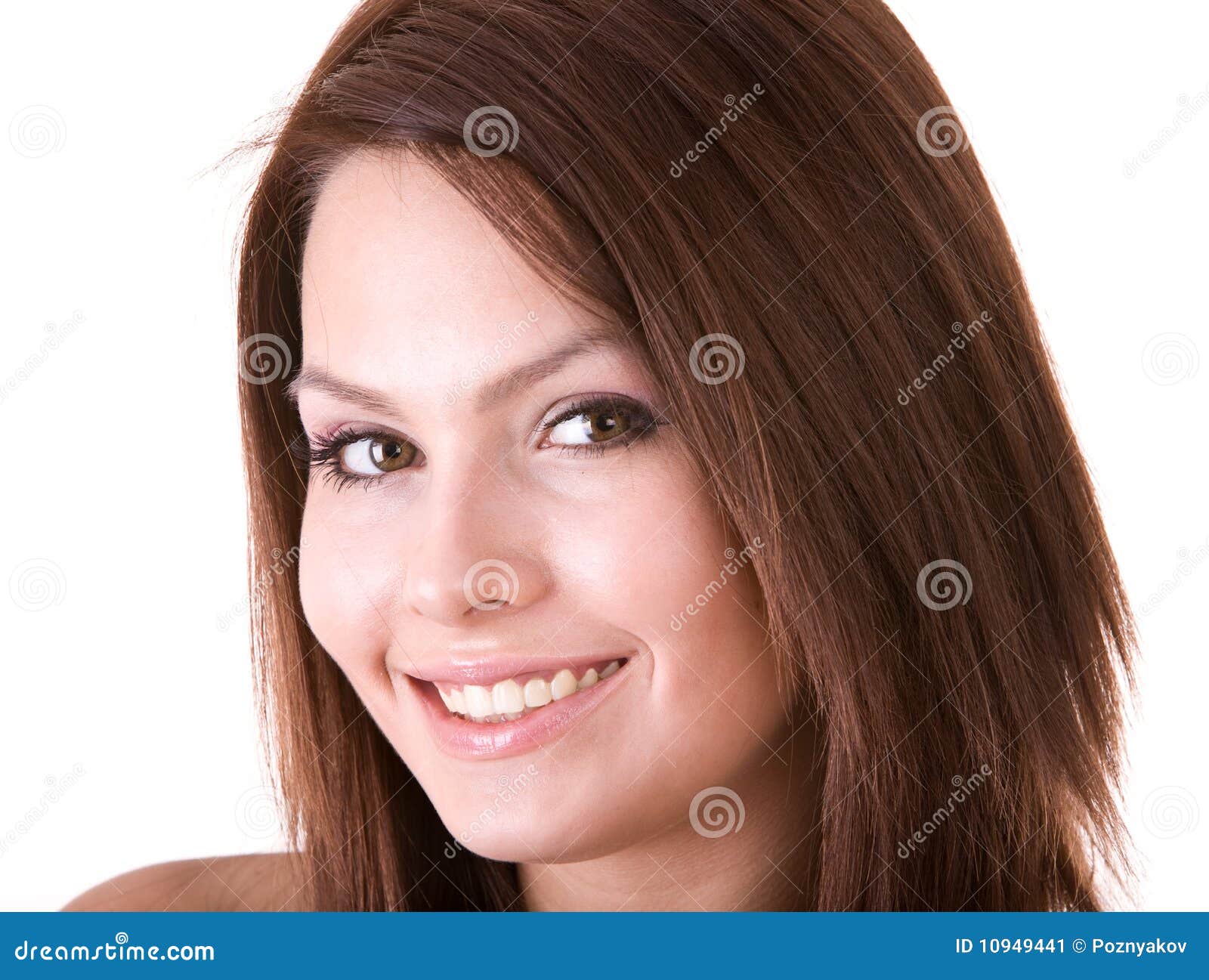 Face of Beautiful Smiling Girl. Stock Image - Image of white, long ...