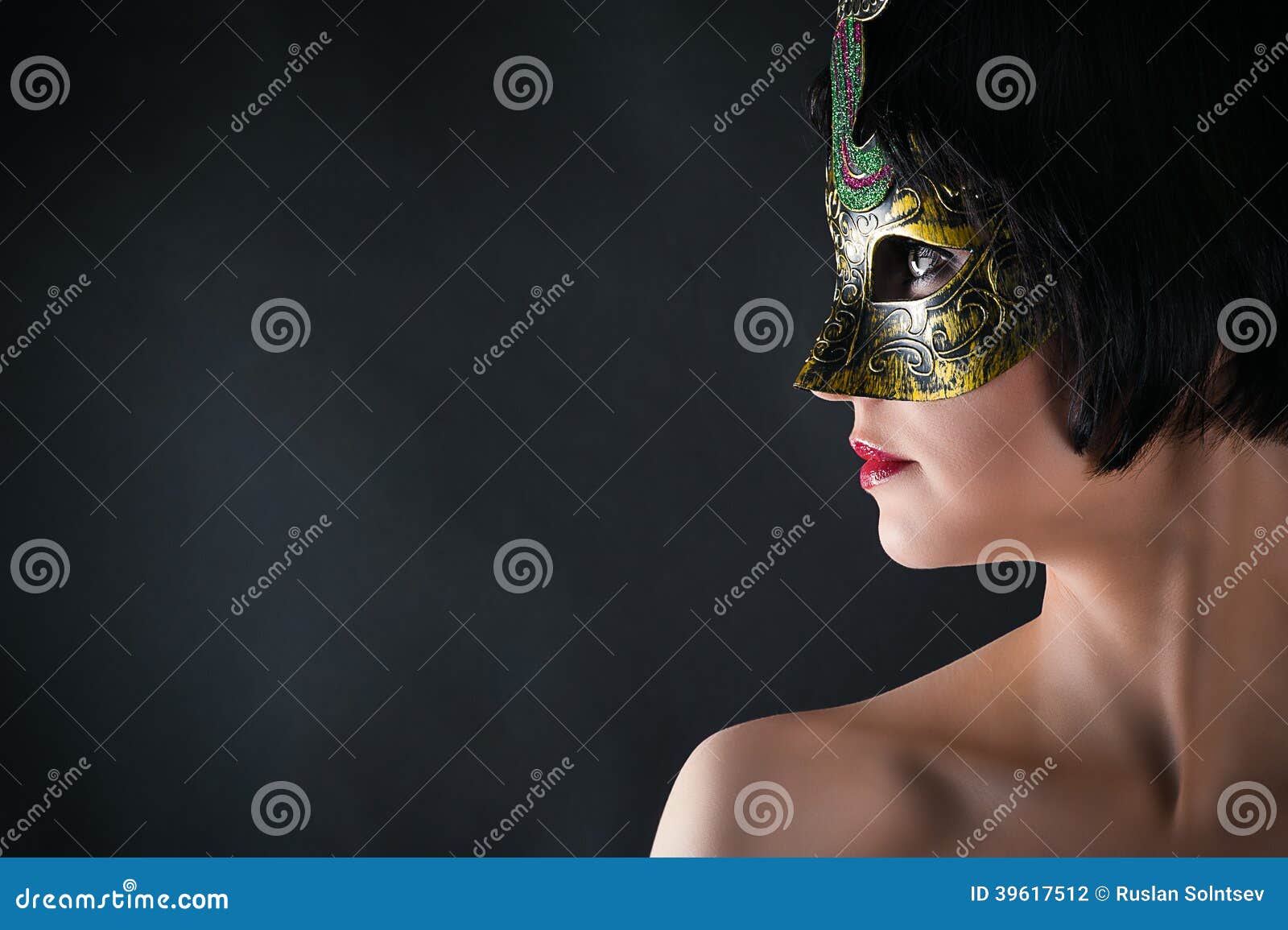 Face of a Beautiful Woman in Carnival Mask Stock Photo - Image of ...