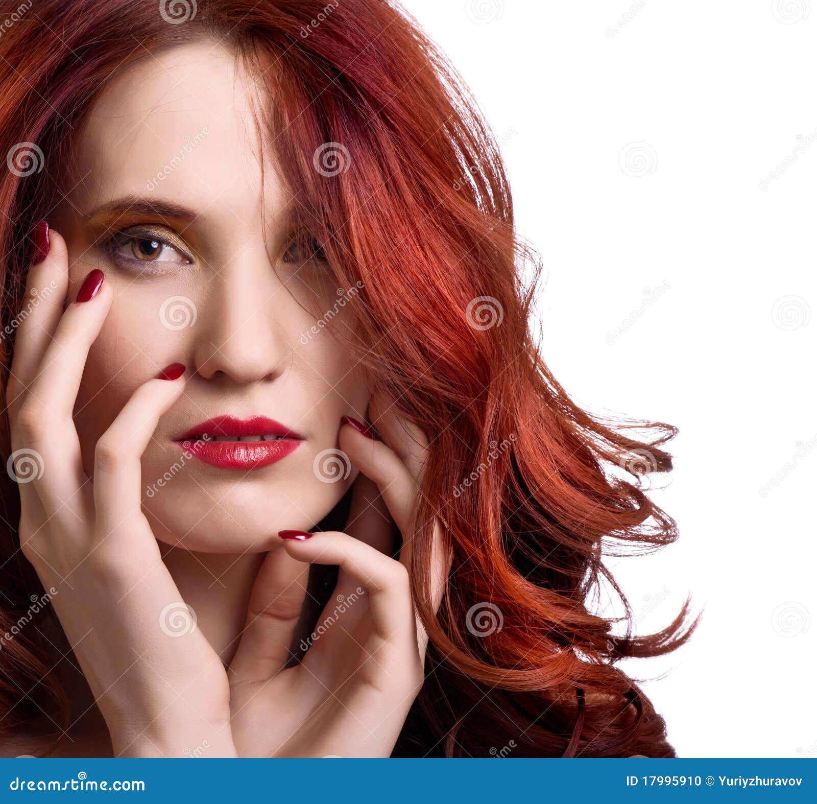 Face of Beautiful Young Woman with Bright Makeup Stock Photo - Image of ...