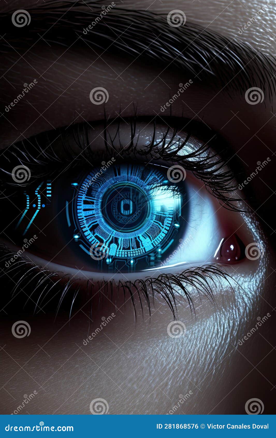 Face Biometrical Recognition System Identify User Personality Closeup ...