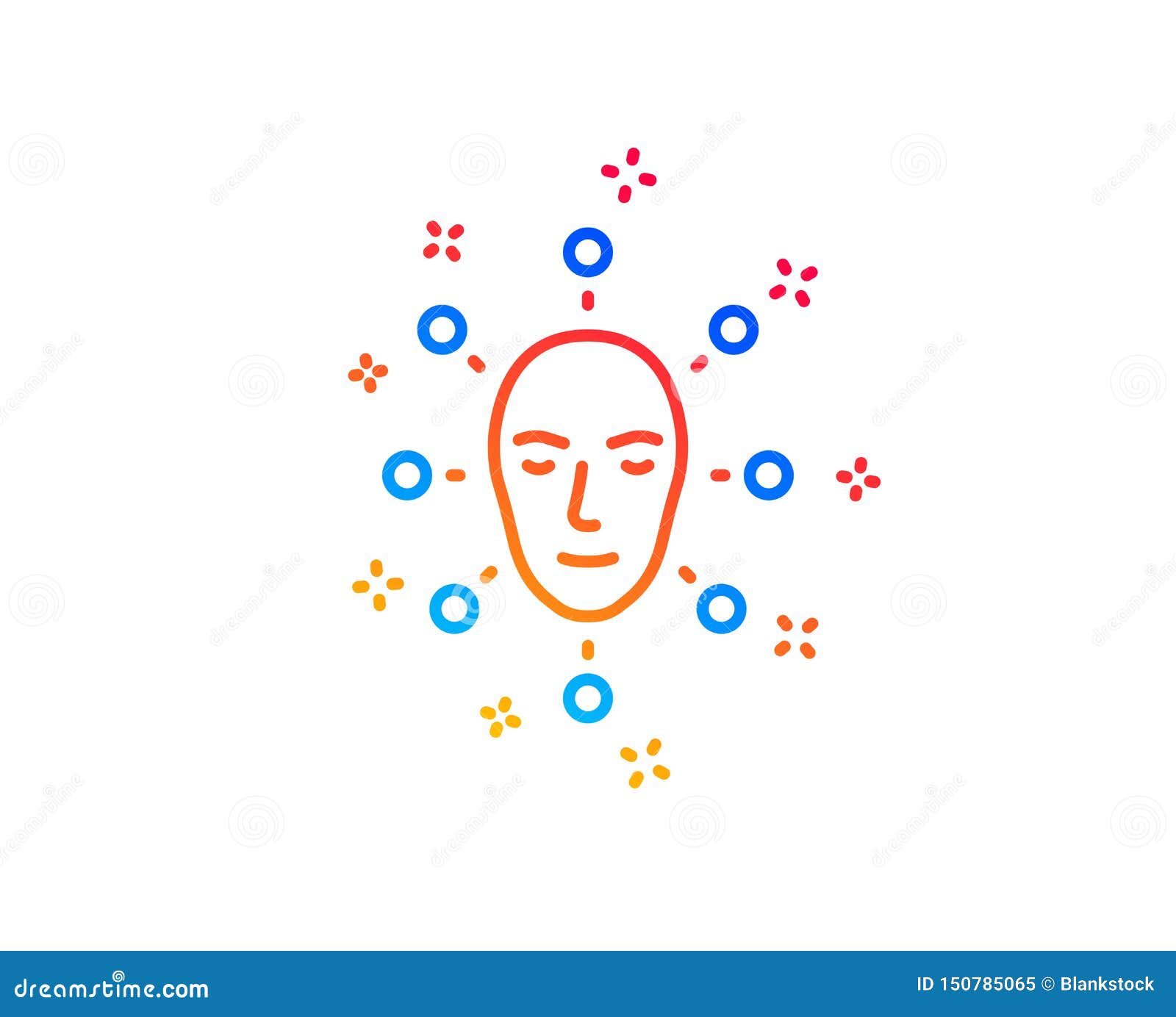 Face Biometrics Line Icon. Facial Recognition Sign. Vector Stock Vector ...
