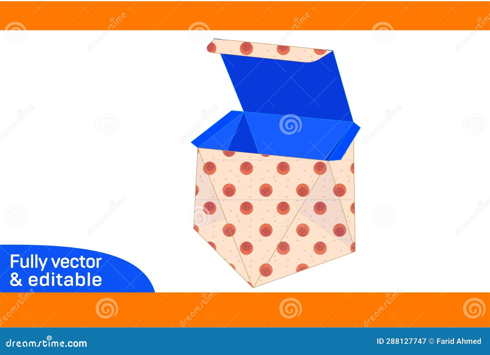 8 Face Box Dieline Template or Diamond Shape Tuck End 8 Face Box and 3D ...