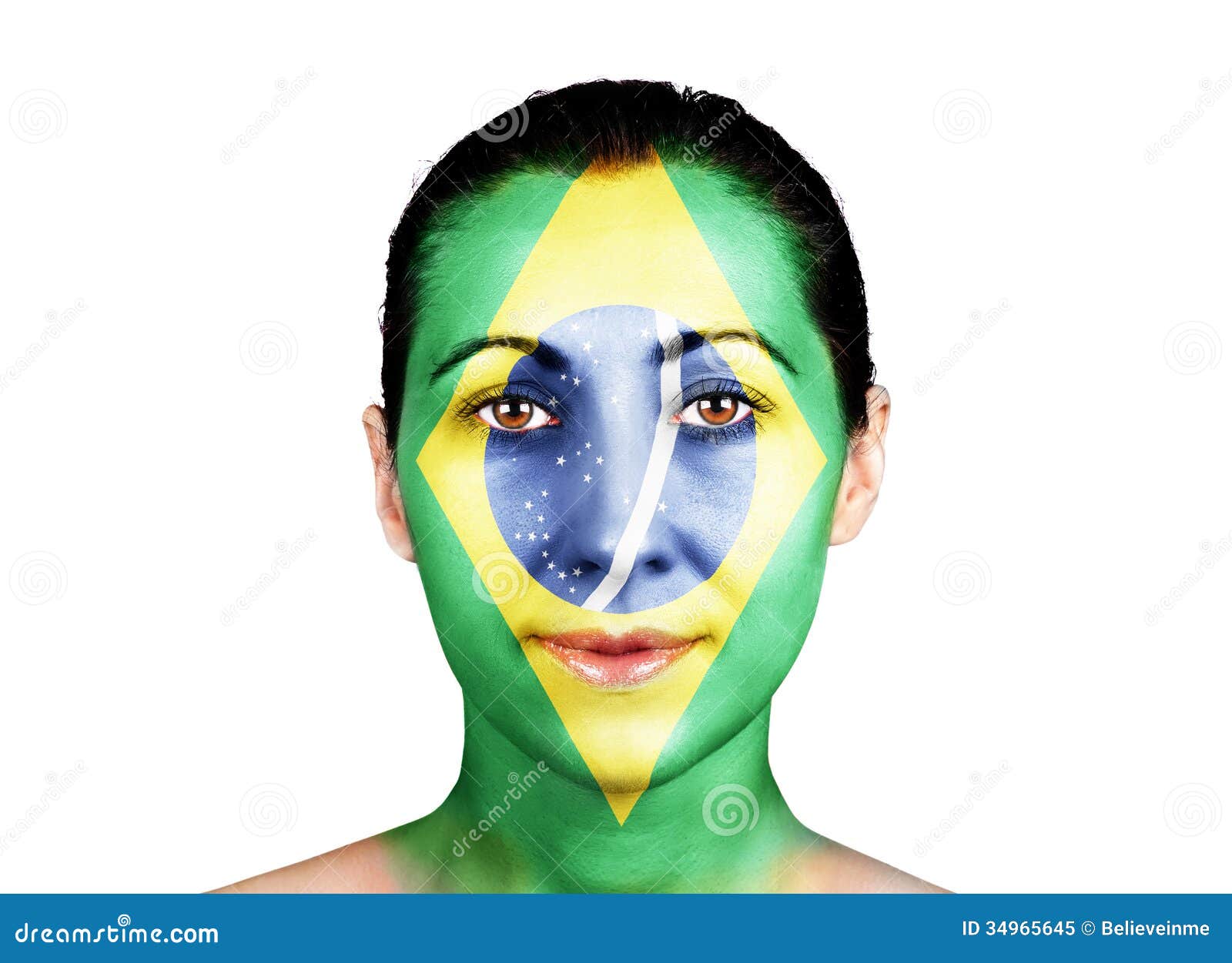 Face with the Brazil flag stock image. Image of face - 34965645