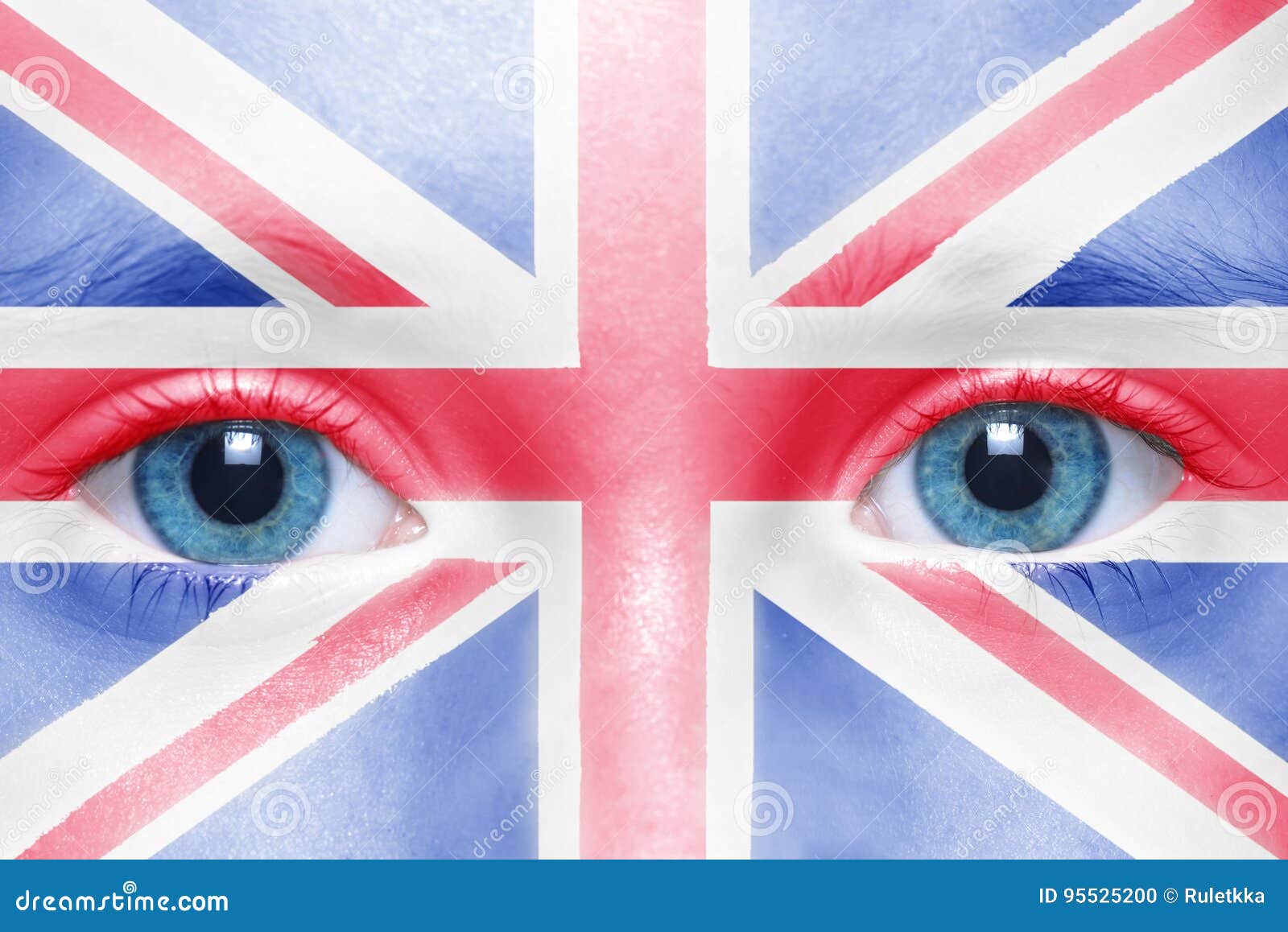 Face with british flag stock photo. Image of kingdom - 95525200