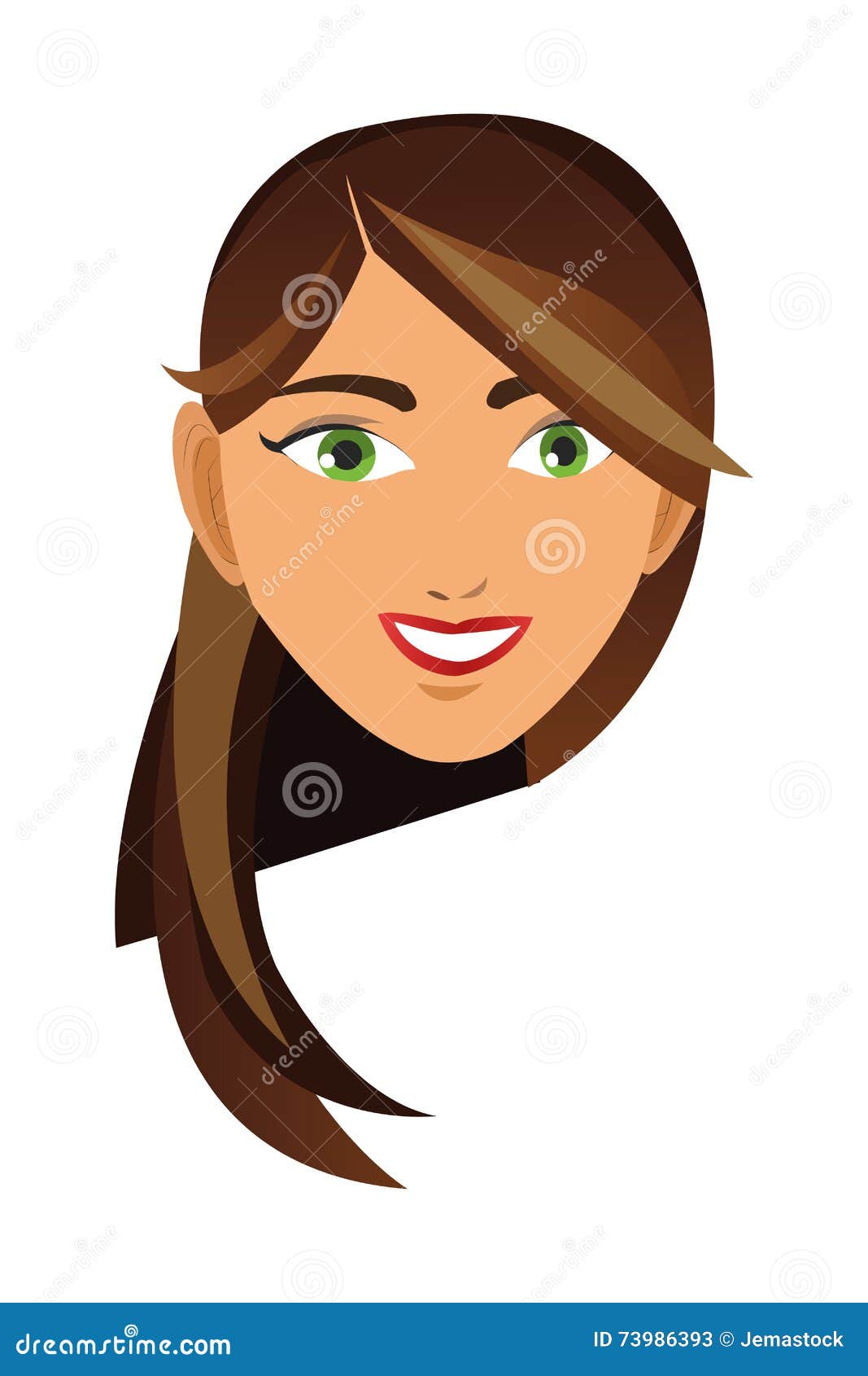 Face of Brunette Woman Icon Stock Illustration - Illustration of fresh ...