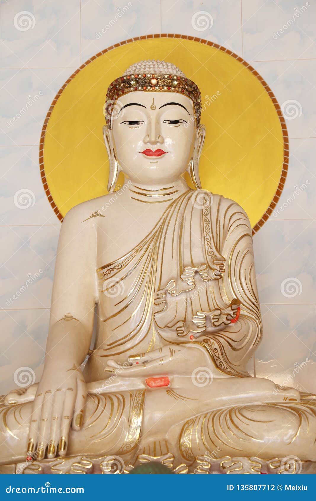 Face of Buddha stock photo. Image of painted, awakened - 135807712