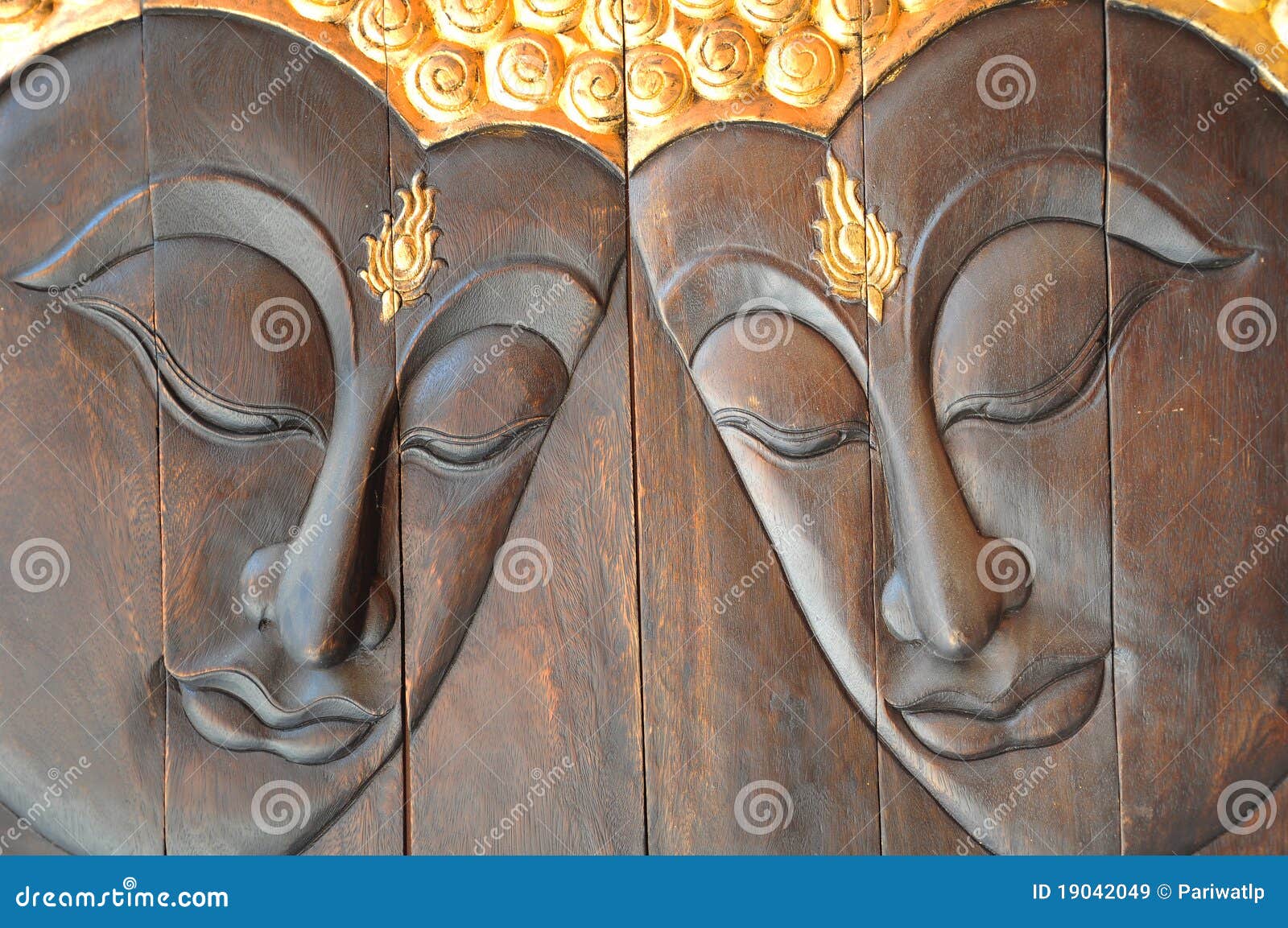 Face of a Buddha Wood Handmade Stock Image - Image of east, nose: 19042049