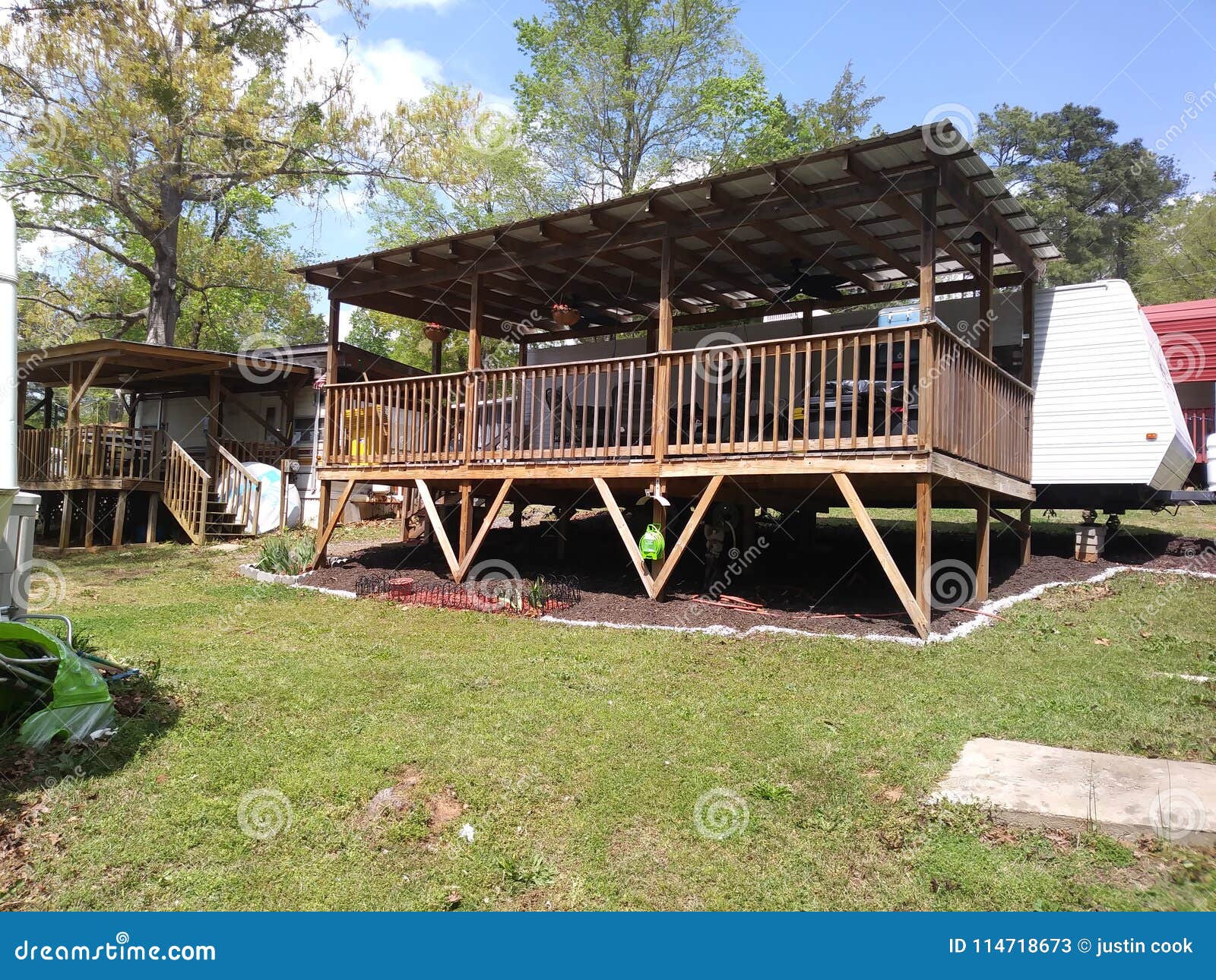 Camper in the spring stock image. Image of face, spring - 114718673