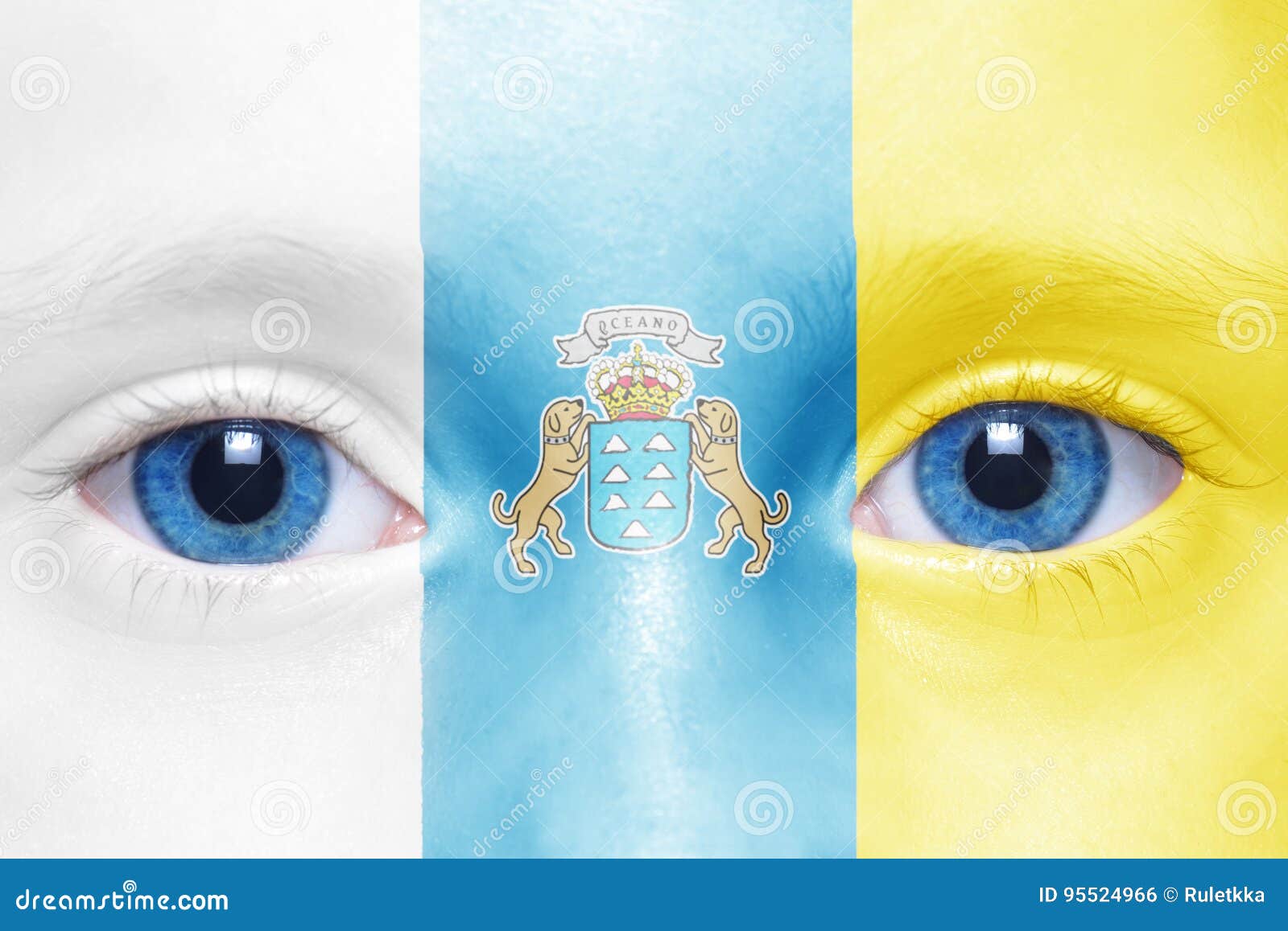 Face with canarian flag stock photo. Image of national - 95524966