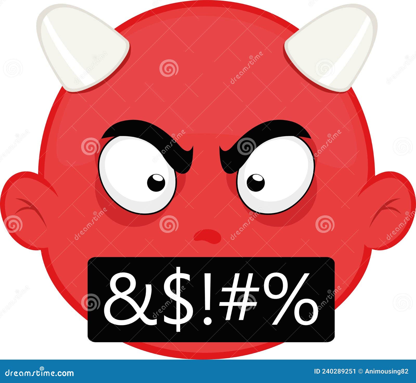 Face of a Cartoon Devil with an Expression of Anger and Insults Stock ...