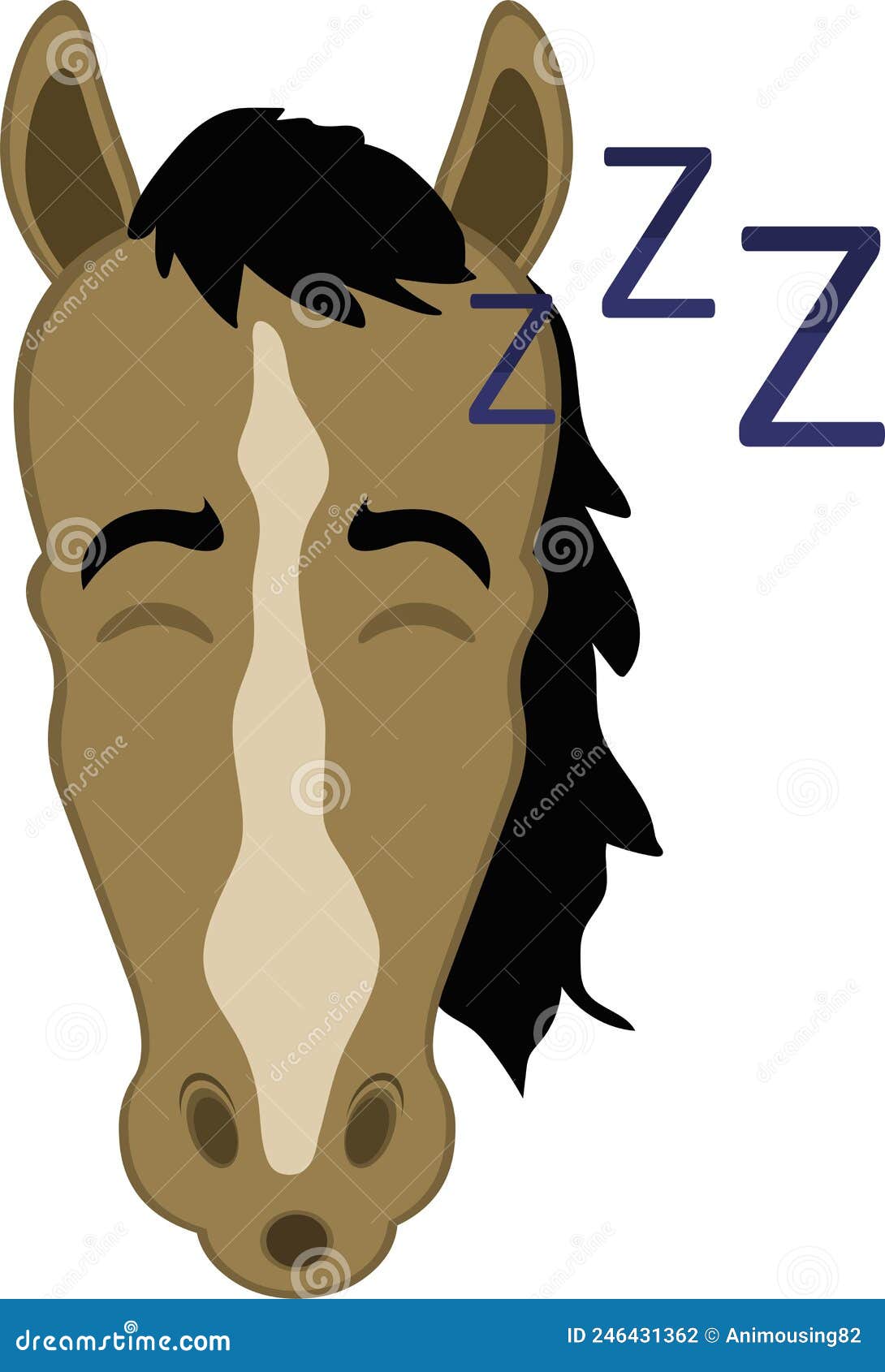 Horse Sleeping Emoji. Steed Asleep Emotions. Hoss Dormant. Vector ...