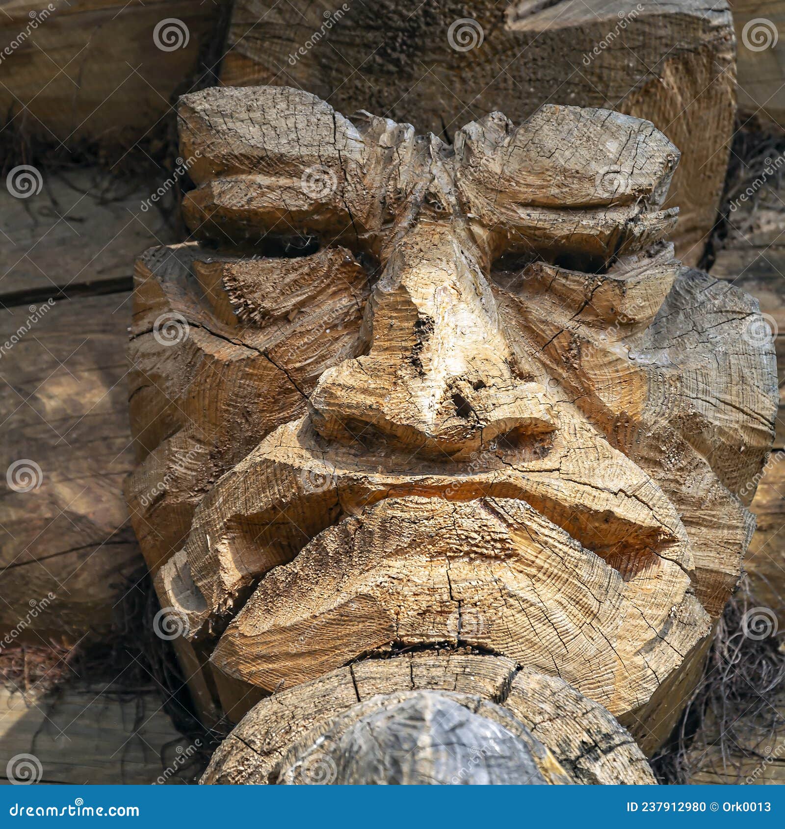 A face carved out of wood stock photo. Image of material - 237912980