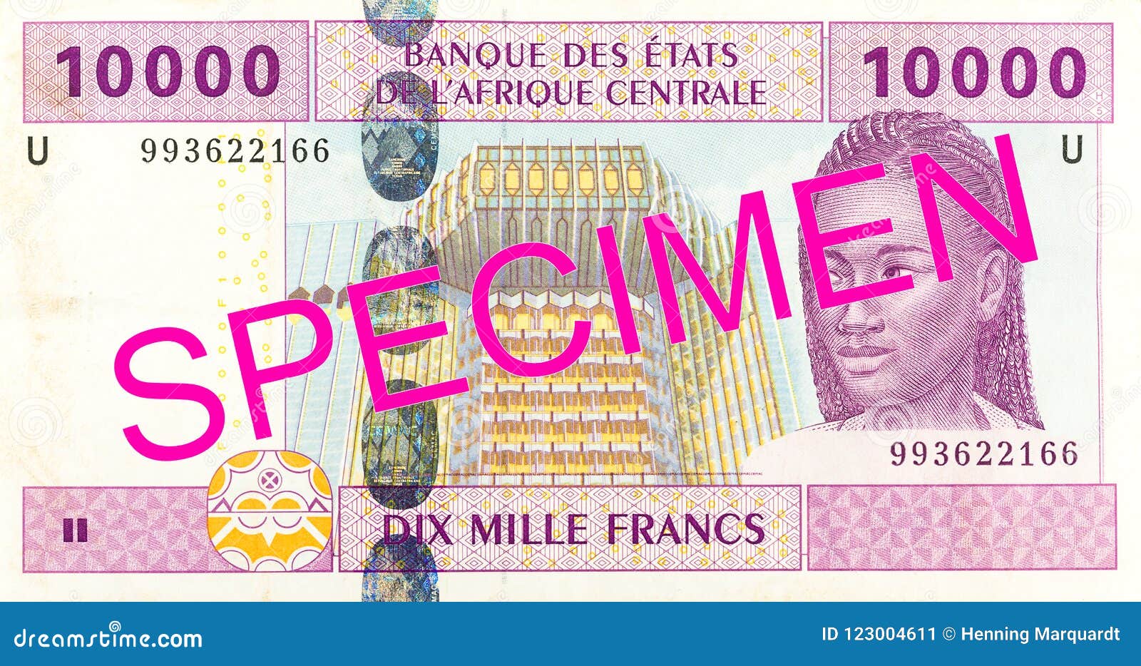 Face Centrafricaine De Billet De Banque De Franc De 10000 CFA Image ...