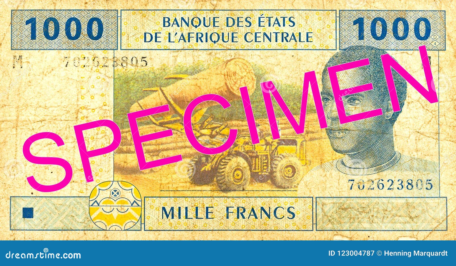 Face Centrafricaine De Billet De Banque De Franc De 1000 CFA Image ...