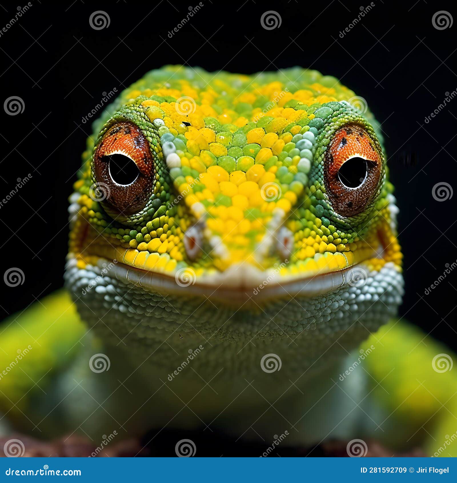 The Portrait of a Cute Smiling Chameleon, Close Up - AI Generated Stock ...